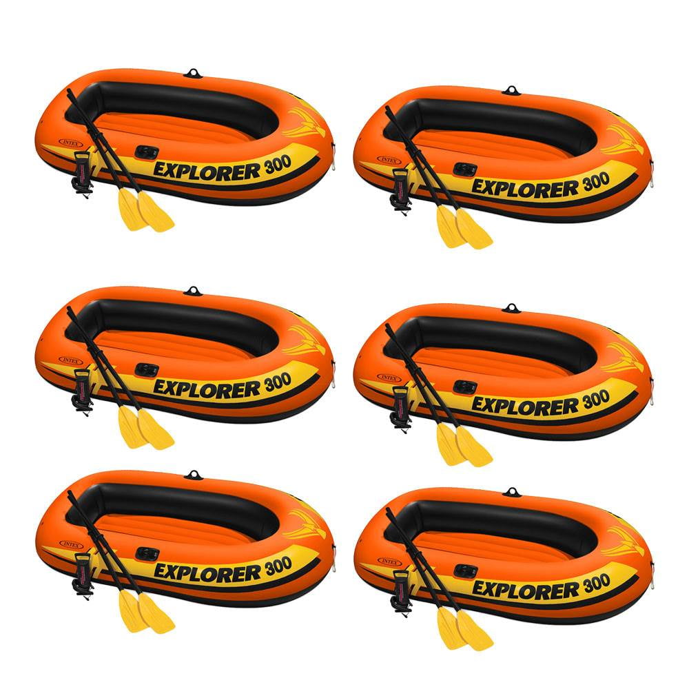 Intex Explorer 300 Inflatable 3-Person Raft Boat with Pump & Oars, 6 ...