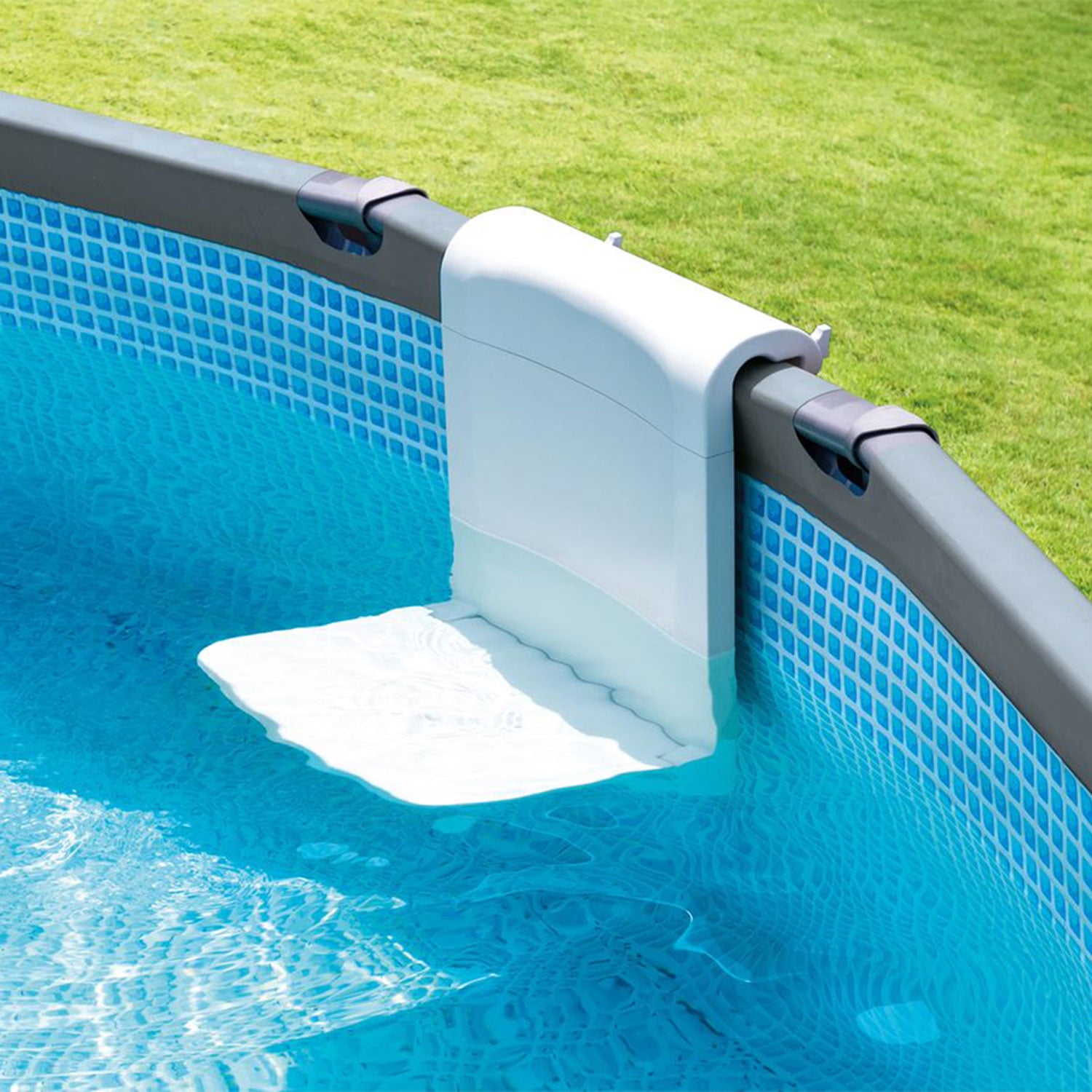 Intex Foldable Bench Seat Chair Accessory for Above Ground Pools, White ...