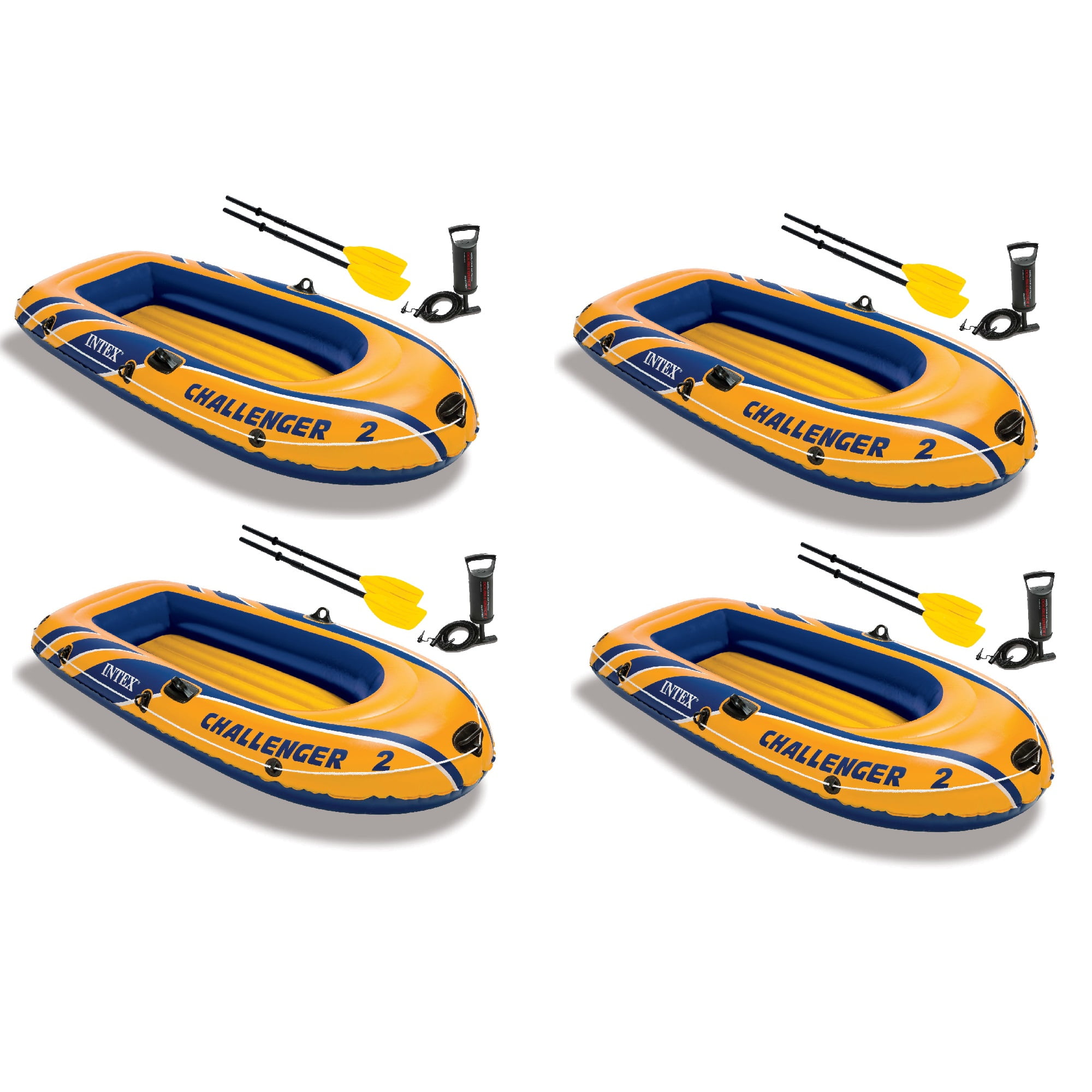 Intex Inflatable 2 Person Floating Boat Raft Set w/ Oars & Air Pump (4 ...