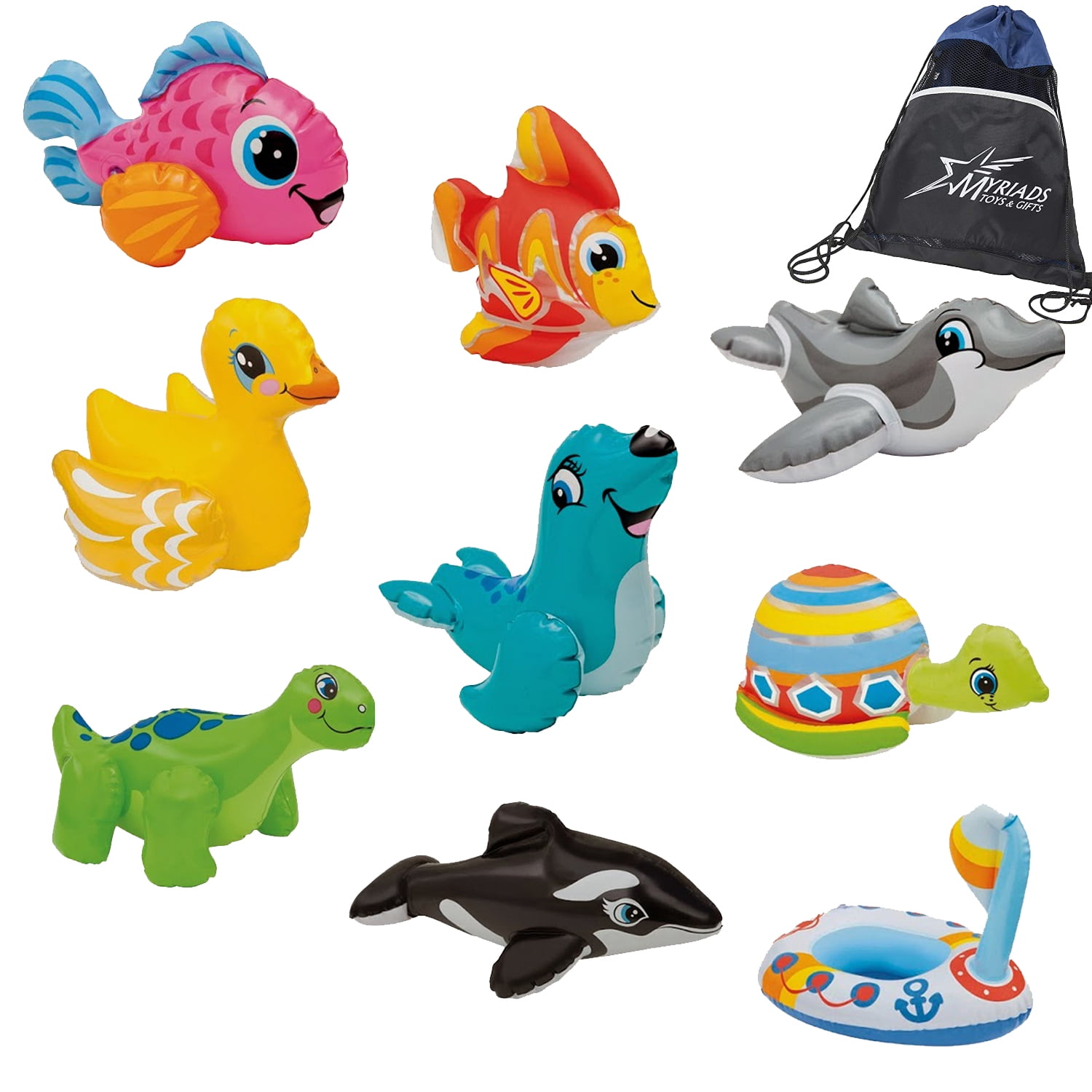 Intex Inflatable Bath Toys Set of 9: Tropical Fish, Whale, Turtle ...