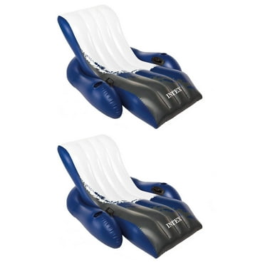 Intex UV-resistant Floating Recliner Lounge Pool Chair with Cup Holders ...
