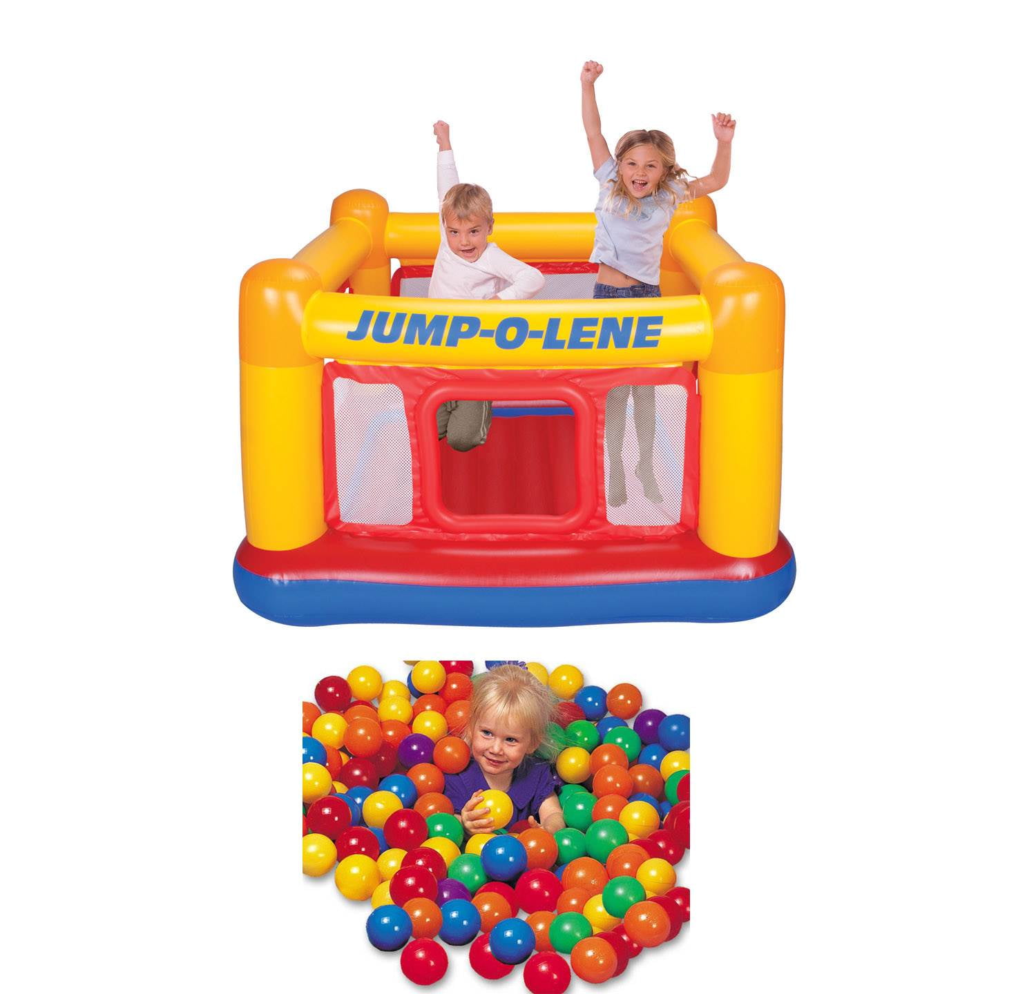 Intex Bouncy Indoor Inflatable Kids' Jump-O-Lene Ball Pit Play Set with ...