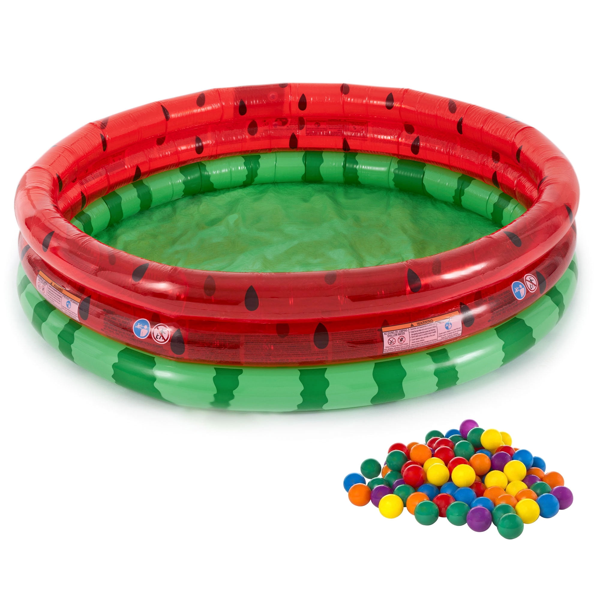 Intex Inflatable Kiddie Watermelon Pool w/Multi-Colored Fun Ballz, 100 ...