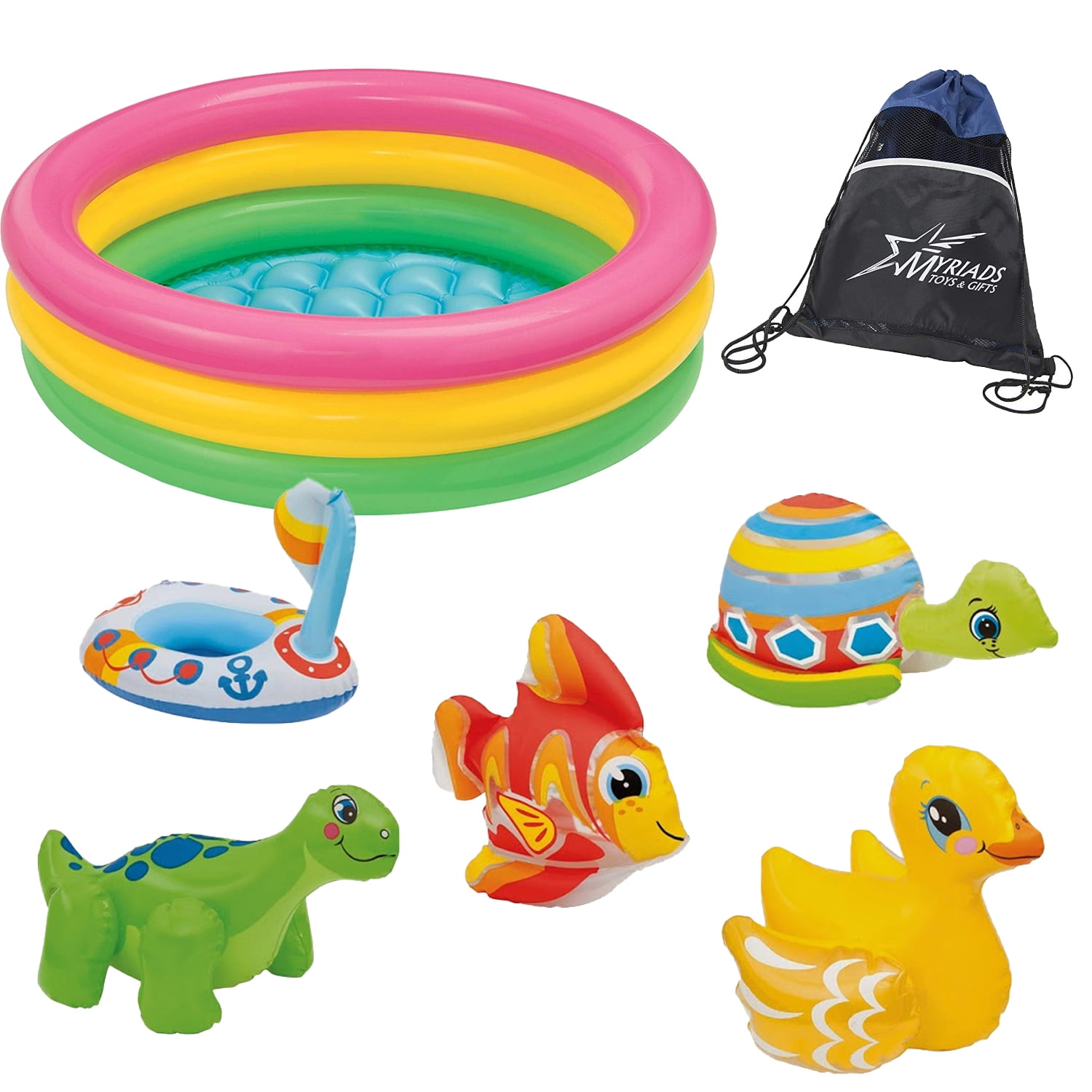 Intex Inflatable Set: Baby Pool, 4 Beach Themed Puff n Play Floating ...