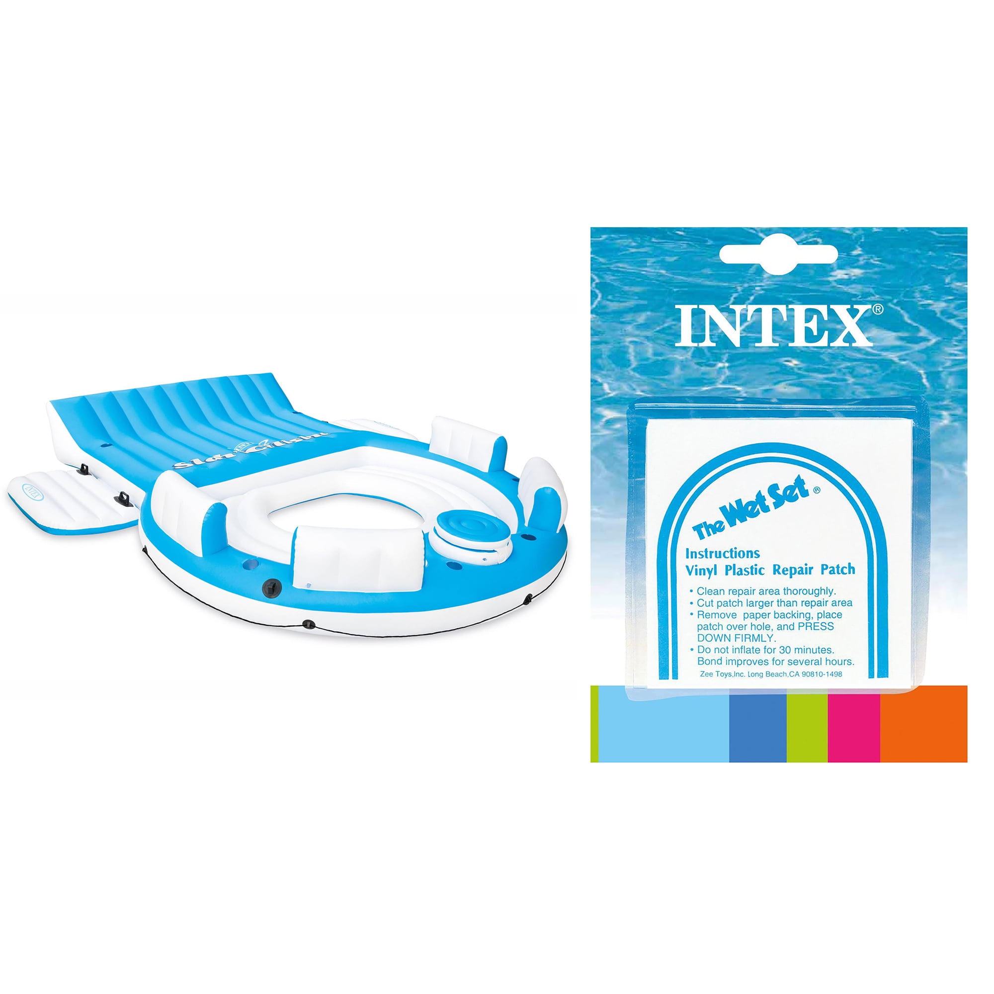 Intex Inflatable Splash N Chill Raft Lounger & Wet Set Repair 6 Patch ...
