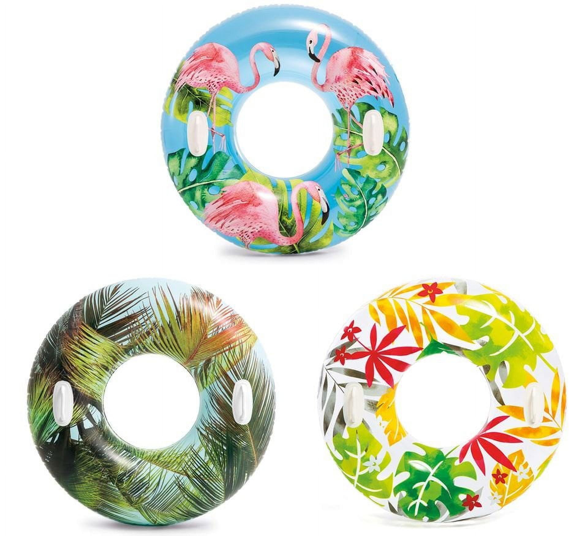 Intex Inflatable Pool Tubes for Kids & Adults, Set of 3, Tropical Designs with Handles - Walmart.com