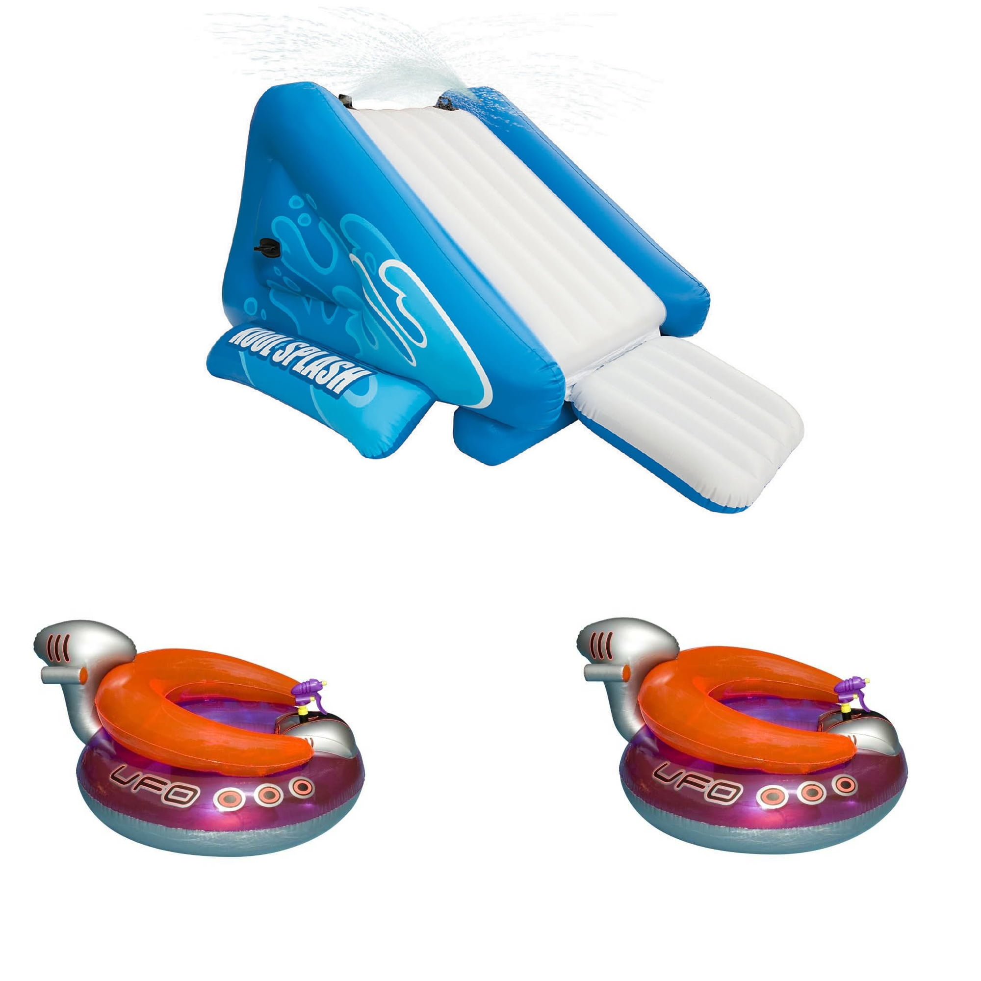 Intex Kool Splash Inflatable Pool Water Slide & 2 Swimline Inflatable ...