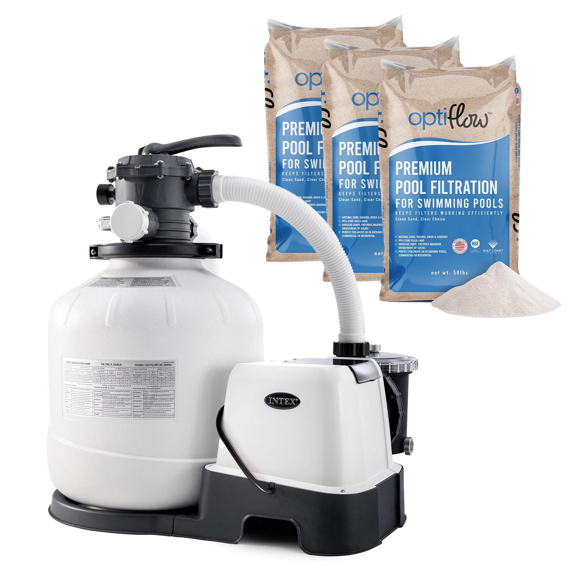 Intex Krystal Clear 2650GPH Sand Filter Pump with OptiFlow 3 Pack ...
