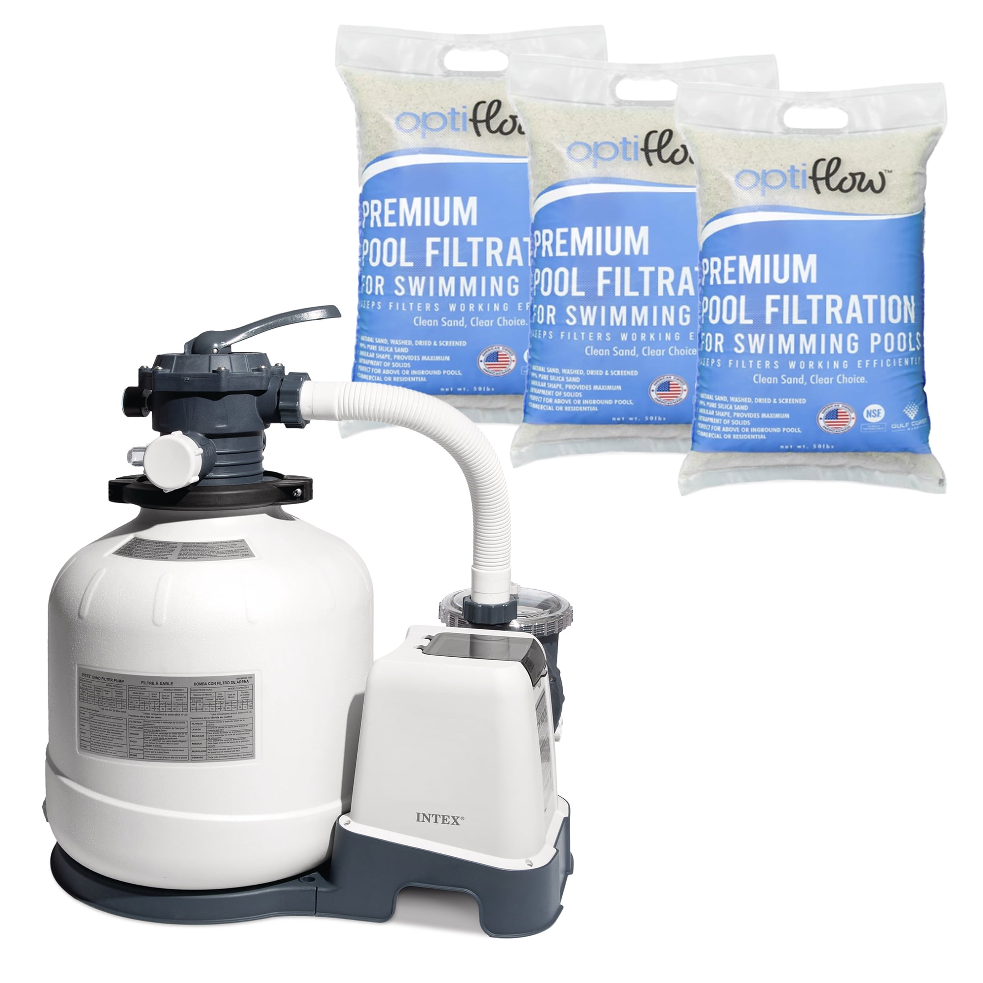 Intex, Pool Filter Pump, 3000GPH, with OptiFlow Pool Filter Sand ...