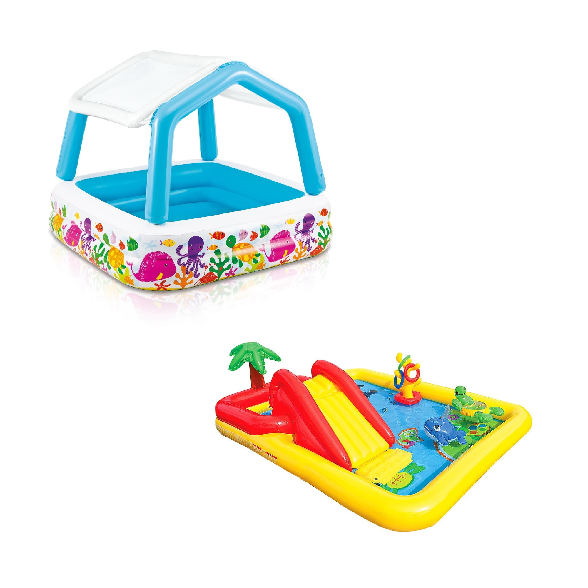 Intex Kids Swim Center Inflatable Shade Pool, Vinyl Ocean Scene Play ...