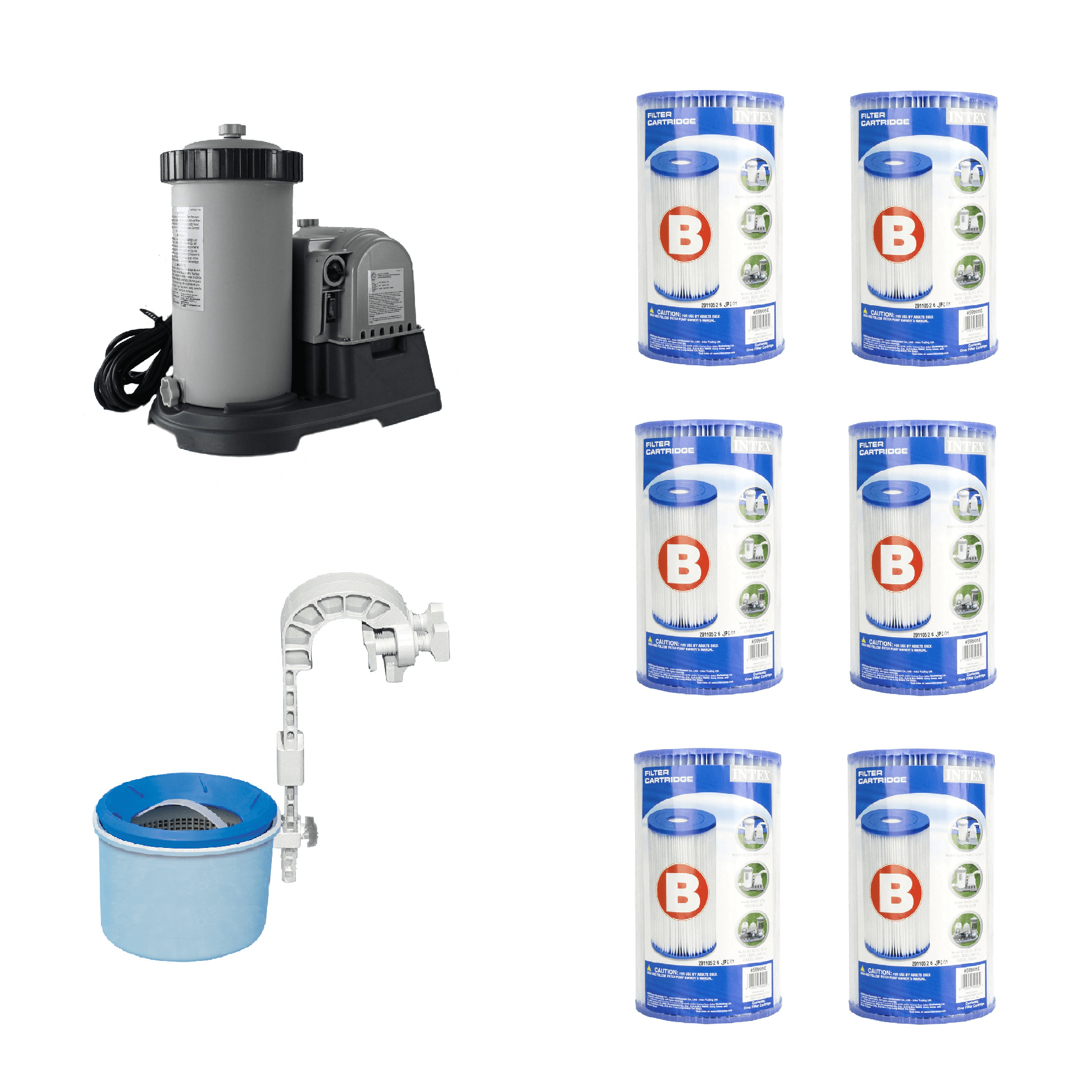 Intex Pool Pump w/ Wall Mount Automatic Skimmer and Intex Pool Filters ...