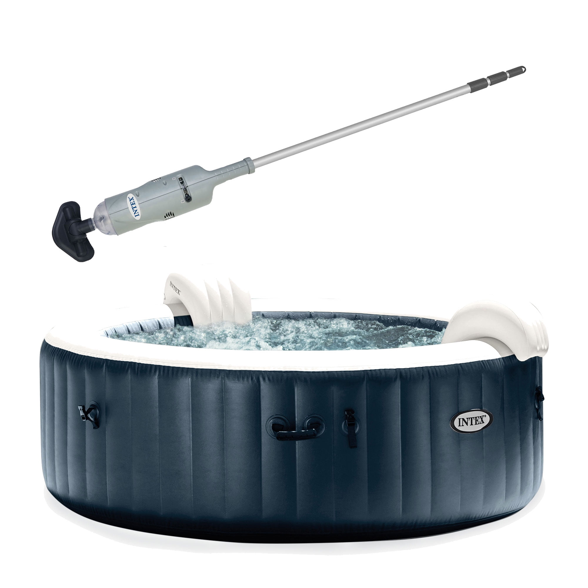 Intex Handheld Pool Vacuum with PureSpa 6-Person Inflatable Hot Tub Spa ...