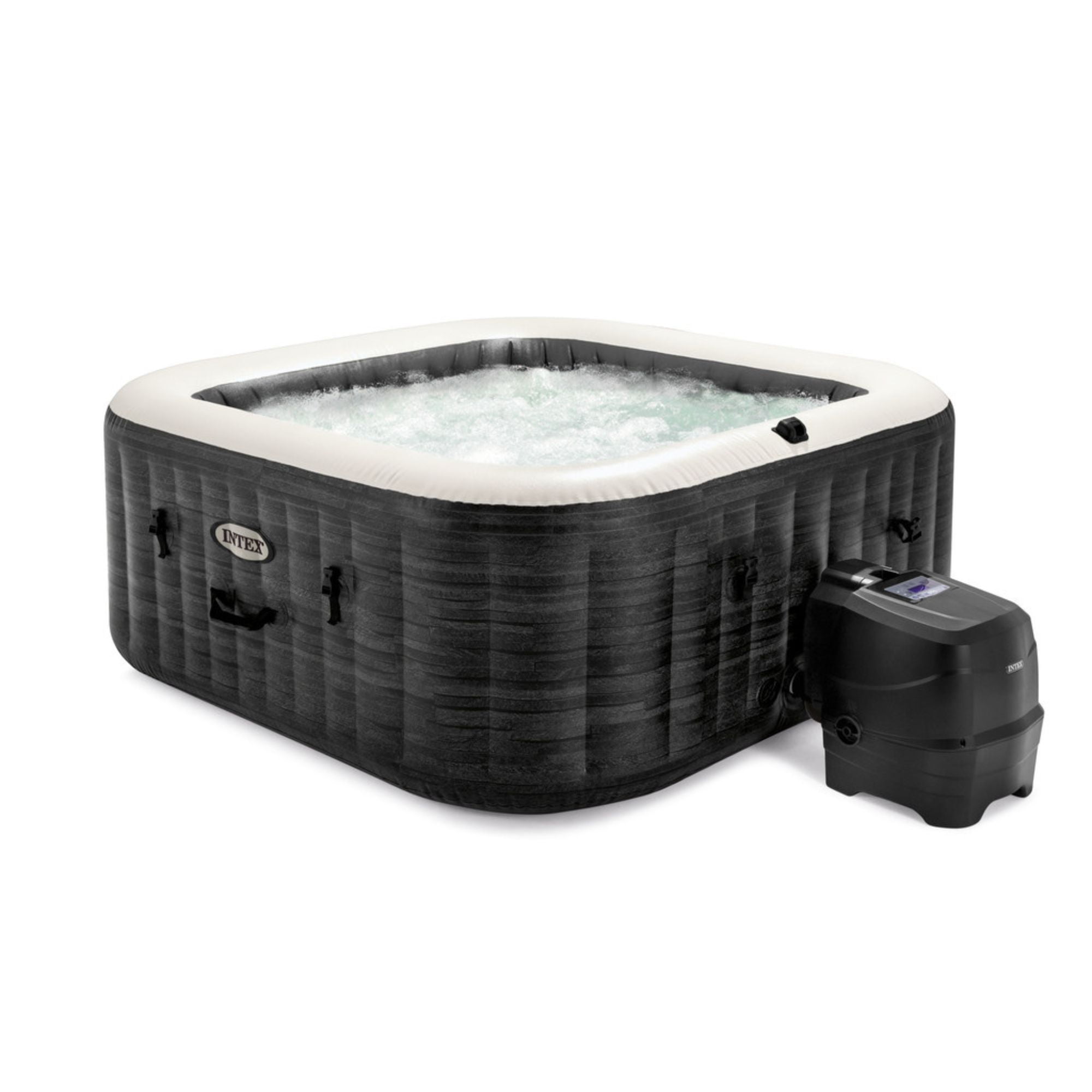 Intex PureSpa Greystone Deluxe Spa Set, 140 Bubble Jet Hot Tub with ...