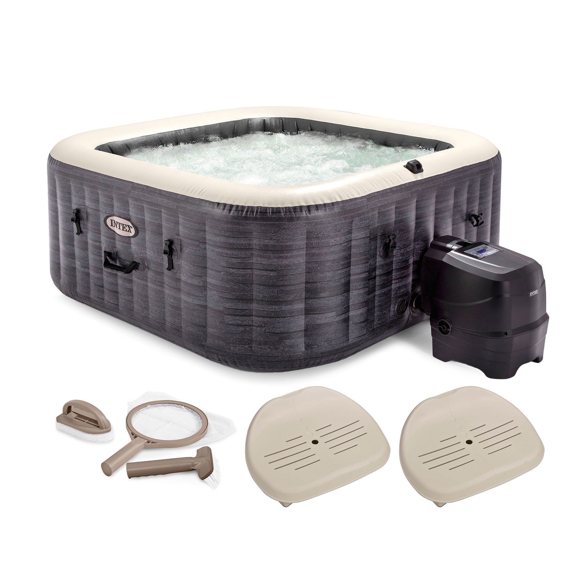 Intex PureSpa Plus Inflatable Spa with Maintenance Kit, 140 Bubble Jets ...