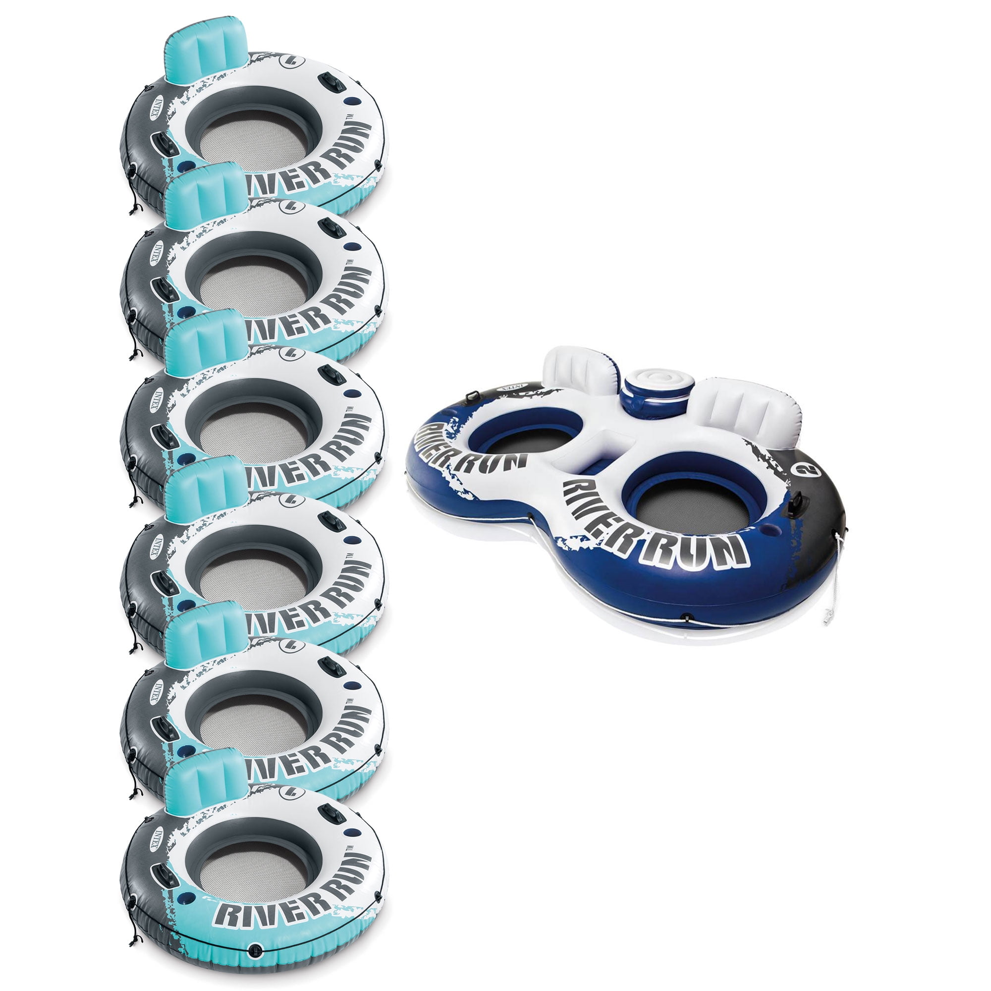 Intex River Run 1 53" Floating Water Tube Red (6 Pack) + River Run II ...