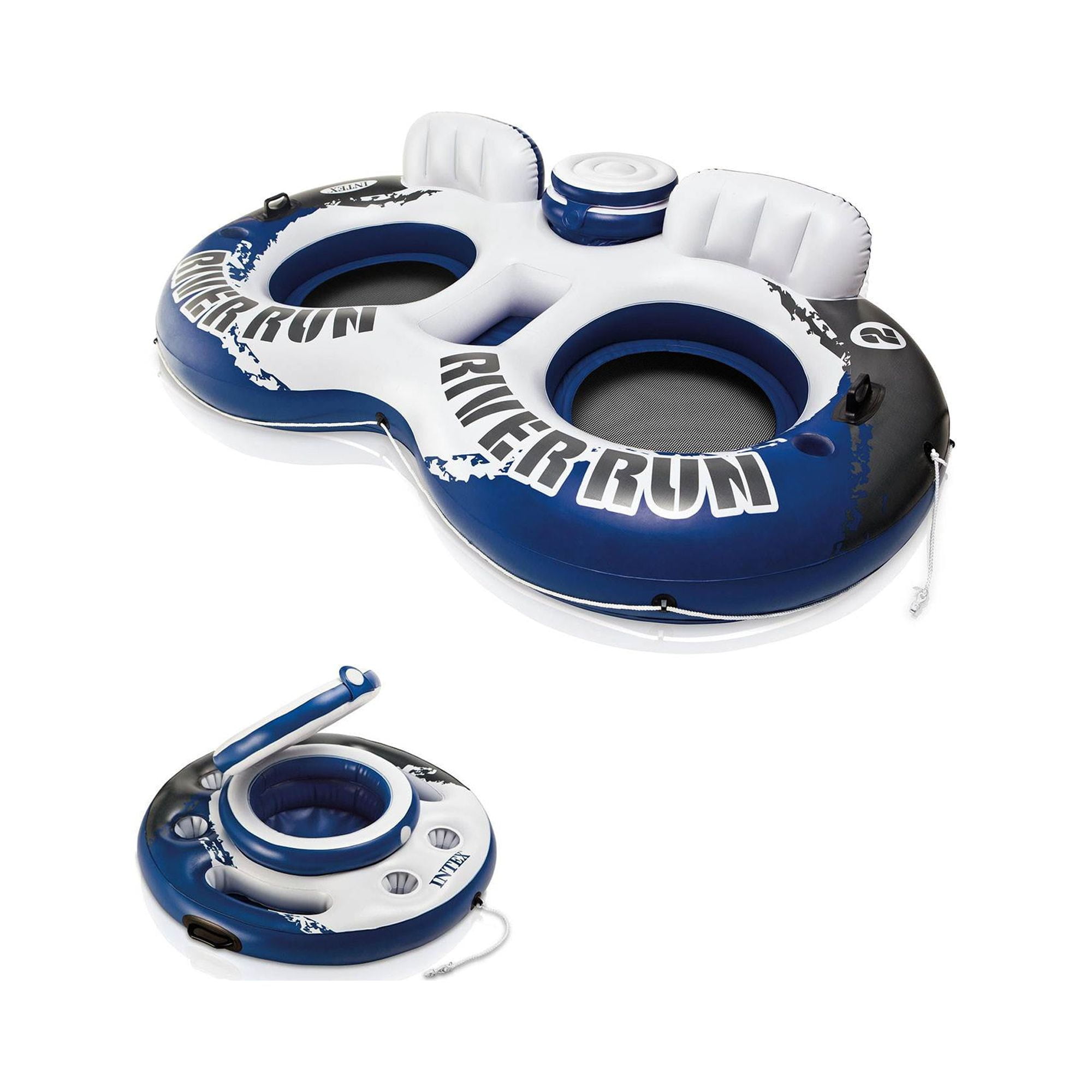 Intex River Run II Inflatable 2 Person Pool Tube Float & Beverage ...