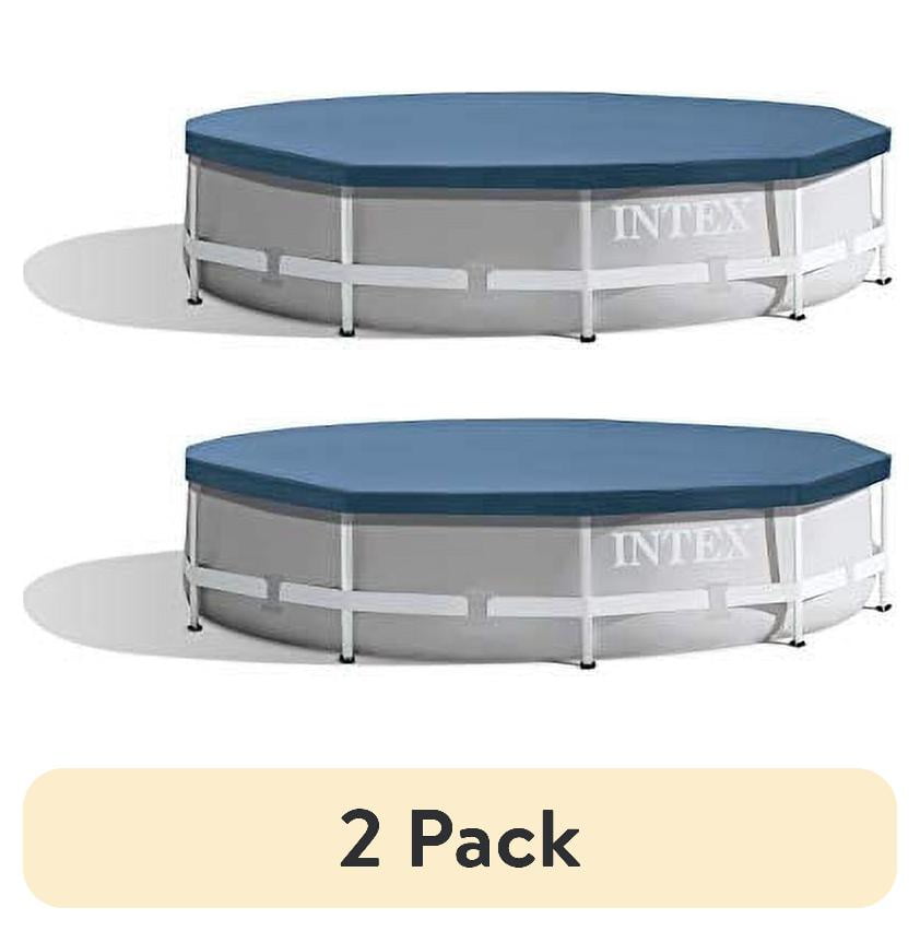 (2 pack) Intex 10' UV Resistant Round Blue Pool Cover for Above-Ground ...