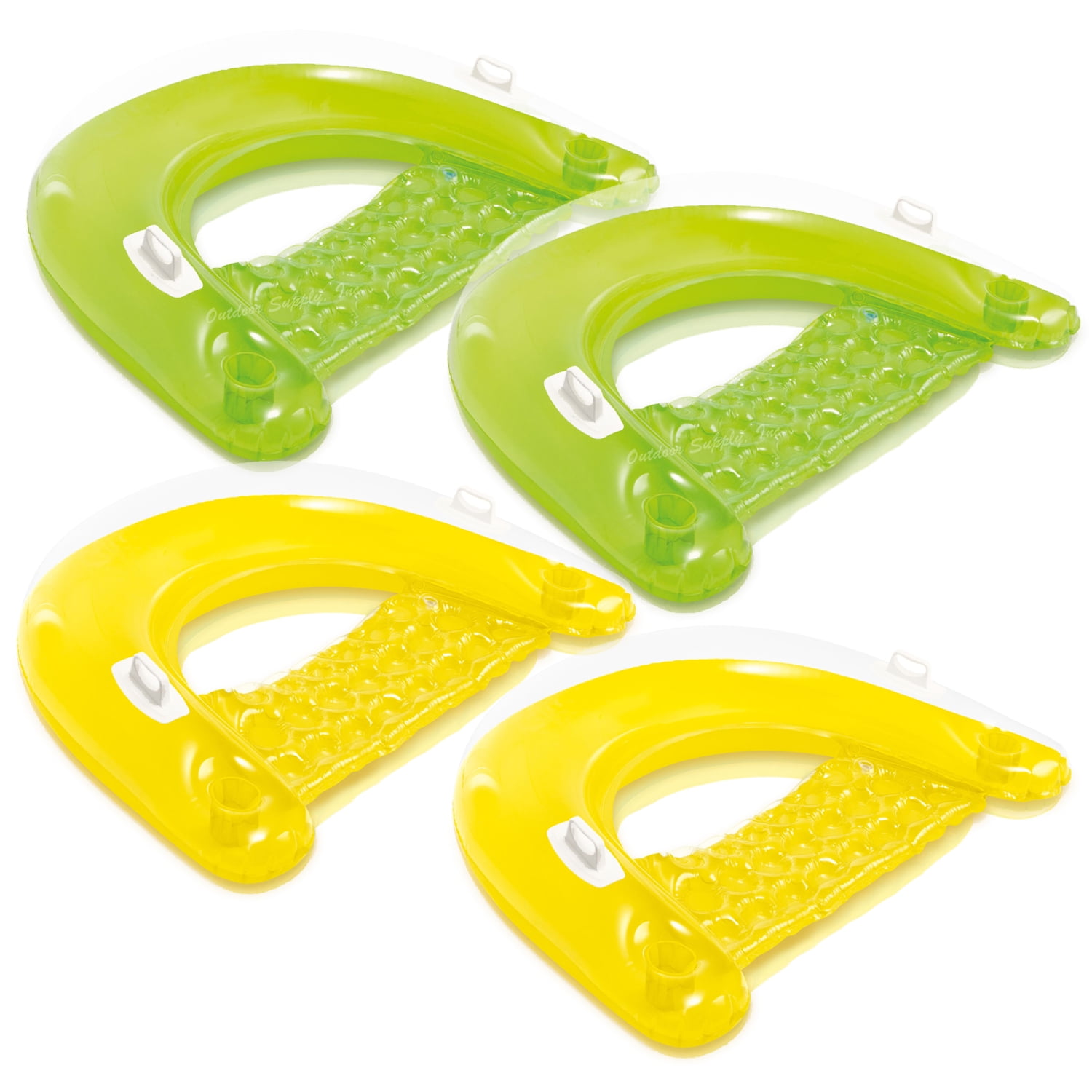 Intex Sit 'N Float Inflatable Lounges Blue and Yellow 4 Pack 60" X 39 ...