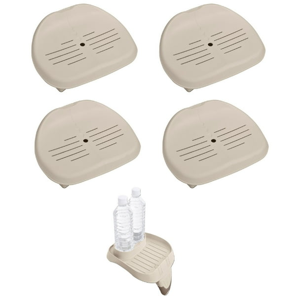 Intex Slip Resistant Hot Tub Seat (4 Pack) with Cup Holder and ...