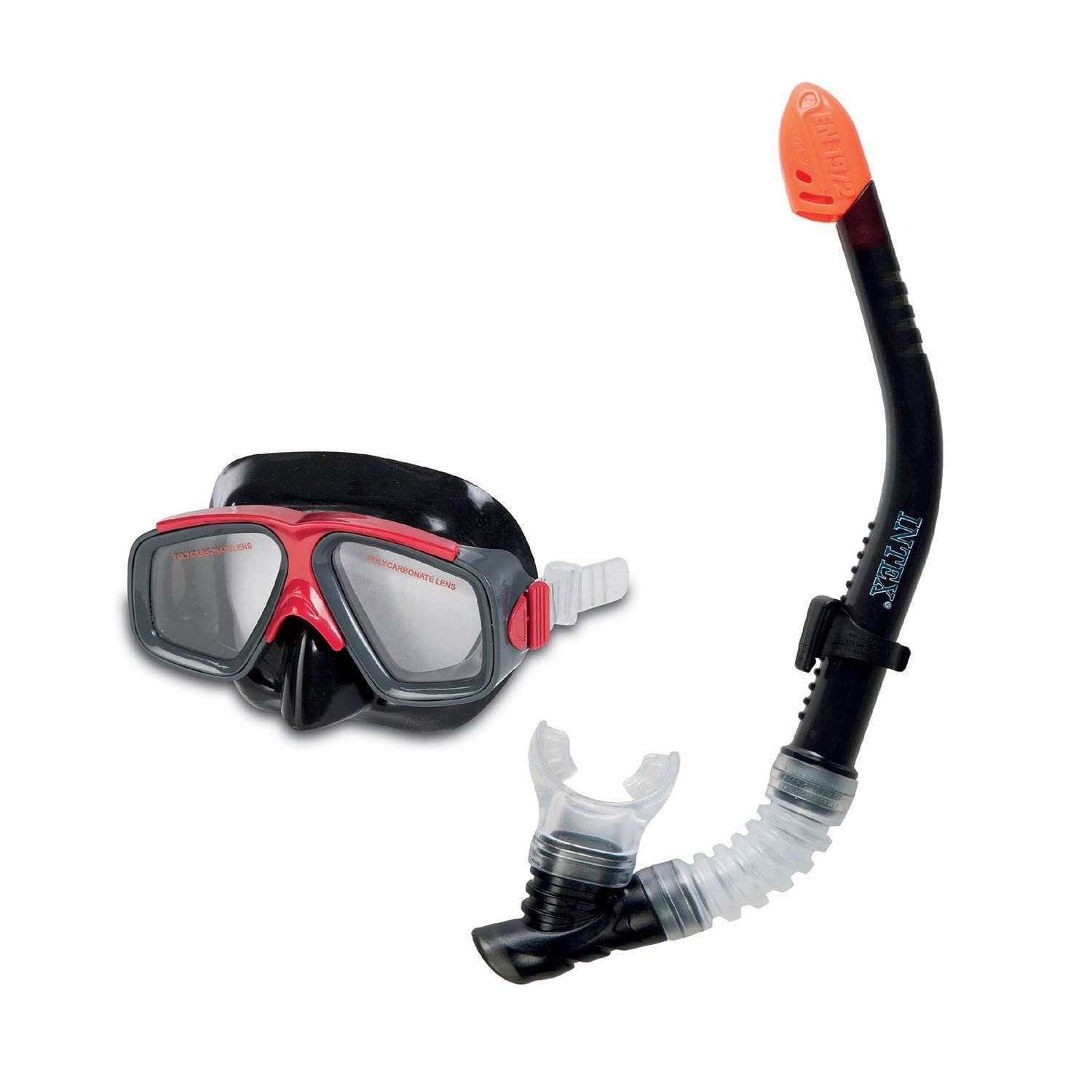 Intex Surf Rider Youth Swimming & Diving Mask Snorkel Set, Black/Red ...