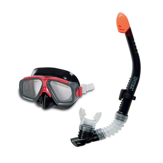 Intex Surf Rider Youth Swimming & Diving Mask Snorkel Set, Black/Red ...