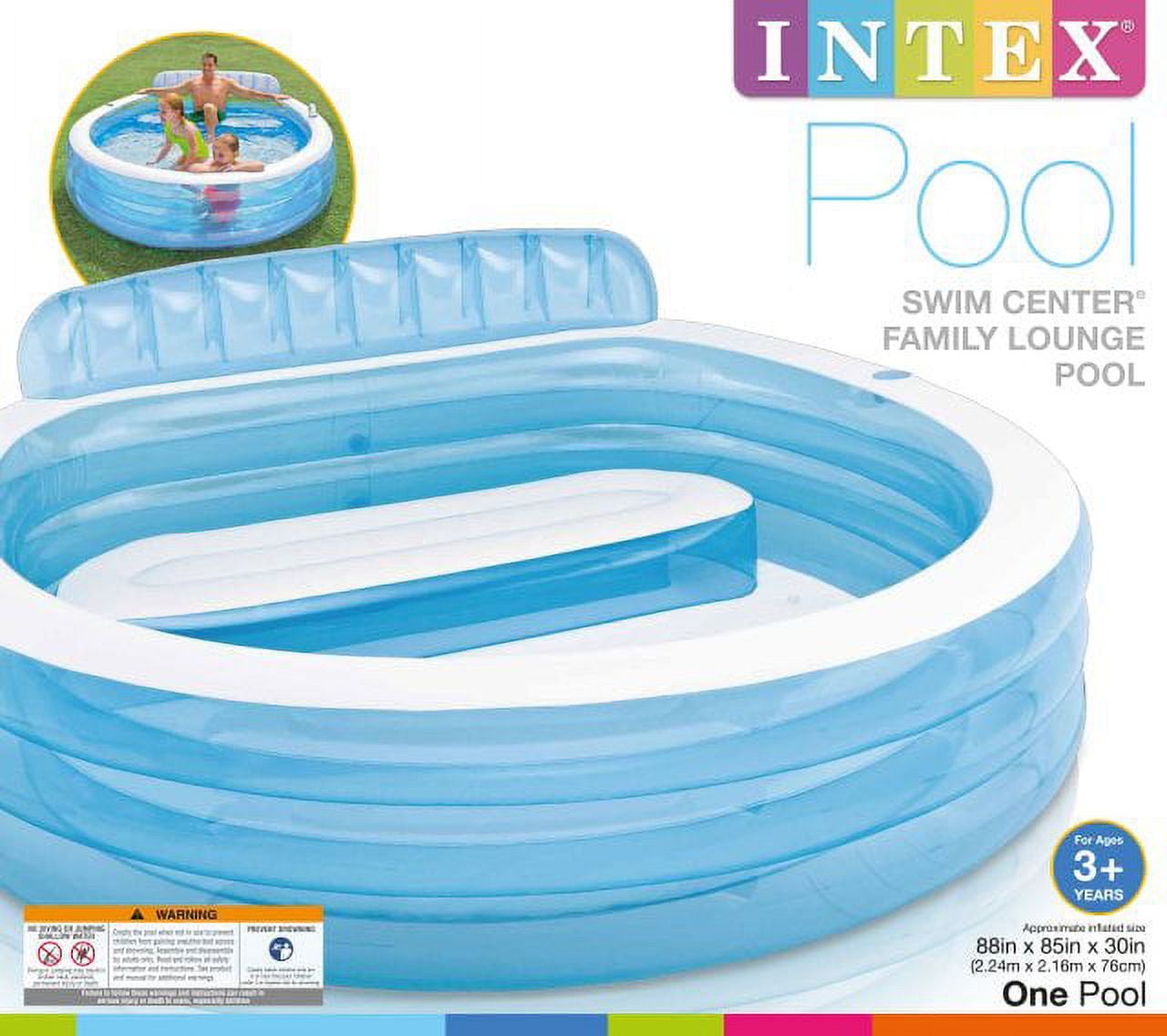 "Intex Inflatable Swim Center Family Lounge Pool, Size: 88""X85""X30 ...
