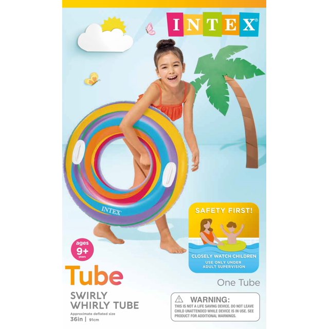 Intex Transparent Inflatable Swimming Pool Tube with Handles, 36 Inches ...