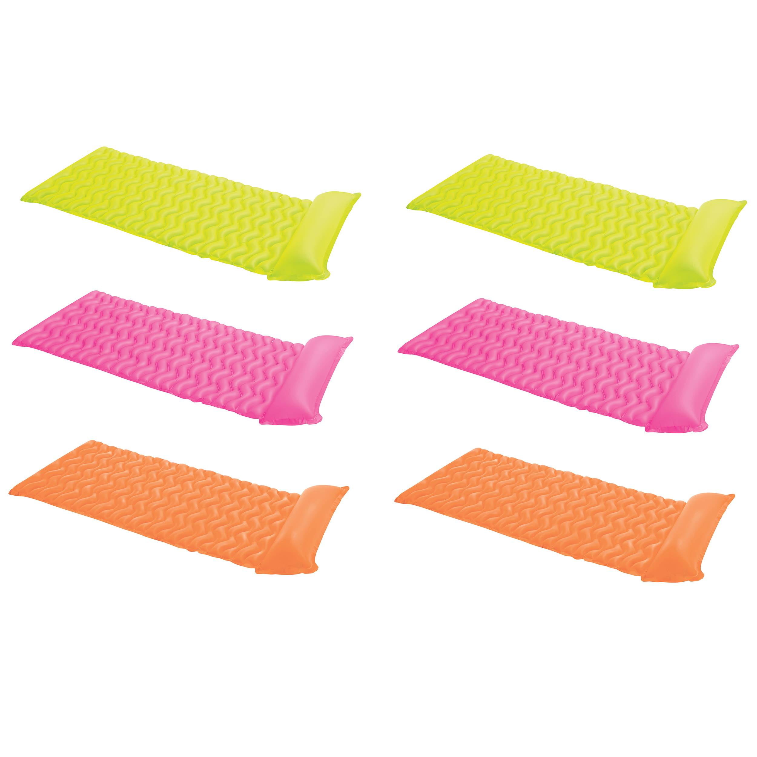 Intex Floating Pool Lounger with Headrest, Tote 'N Float Wave Mat, 6 ...