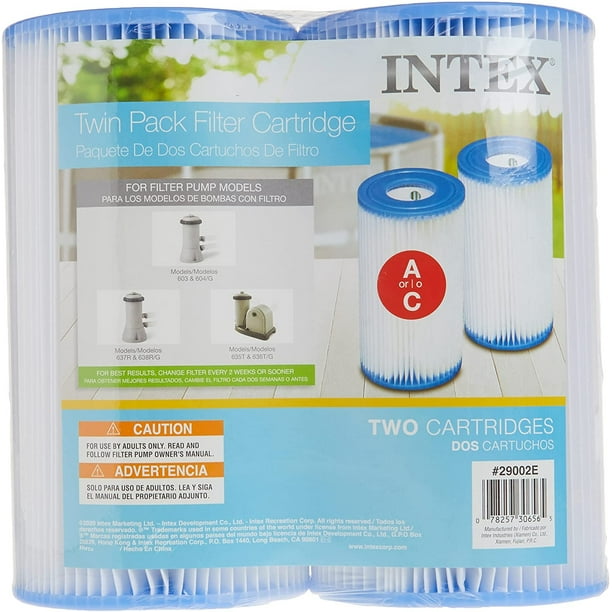 Intex Type A Filter Cartridge for Pools, Twin Pack, 1 Pack, White ...