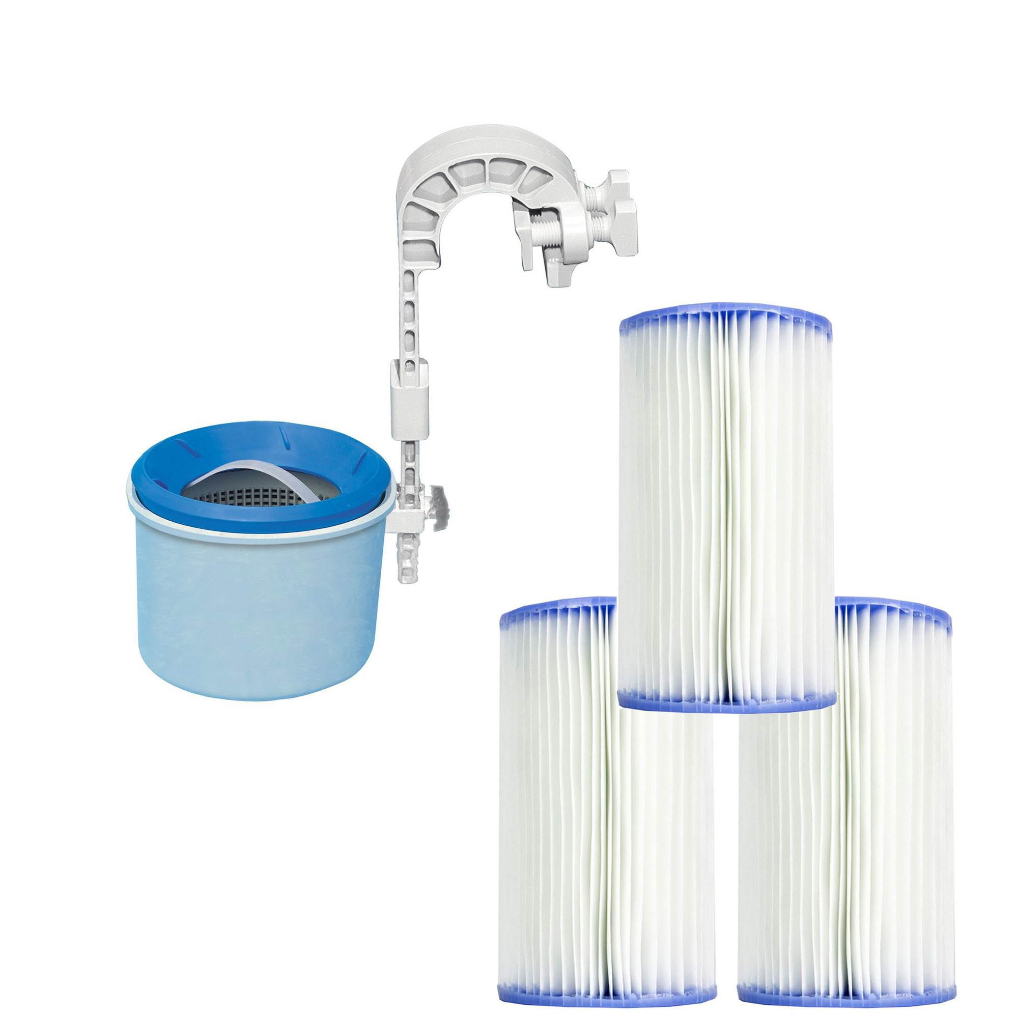 Intex Wall Mount Automatic Pool Surface Skimmer & Filter Cartridge (3 ...