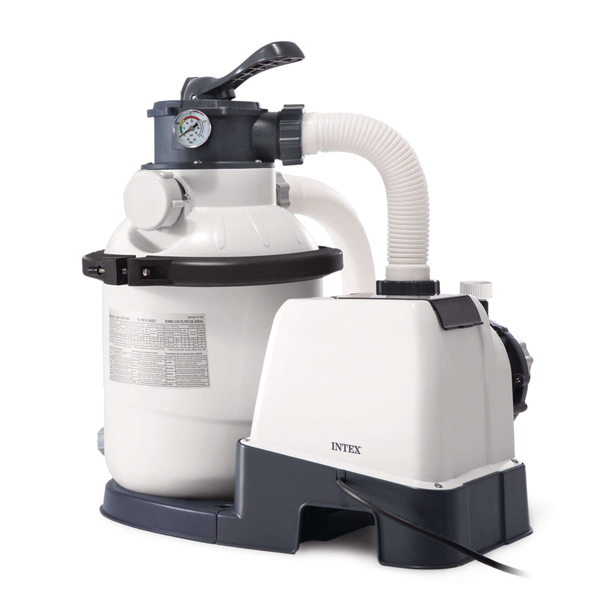 Intex Krystal Clear 10 inch Sand Filter Pool Pump, 1500 Gph Motor, 110 ...