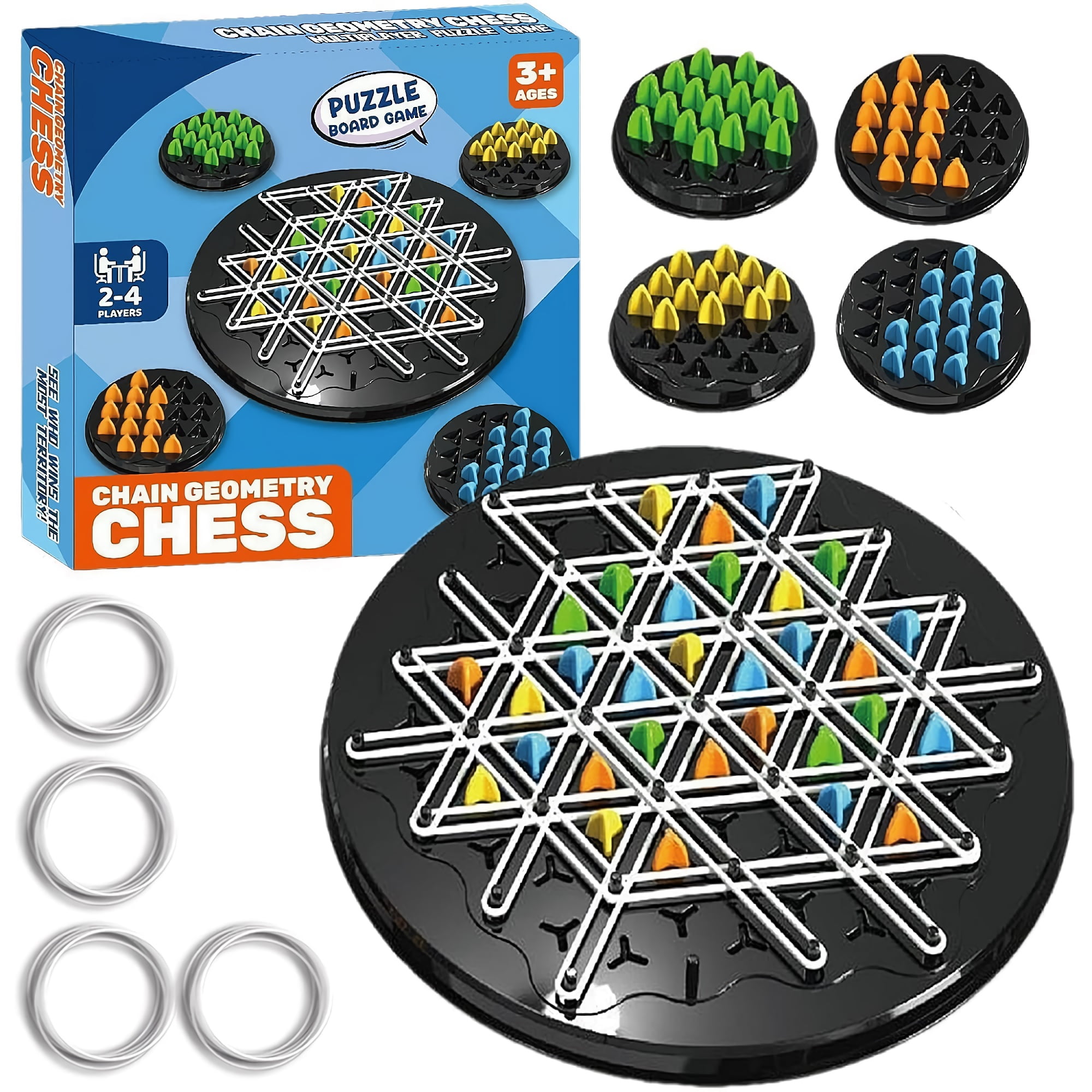 Intexca Chain Geometry Chess - Triangle Puzzle Board Game for 2-4 ...