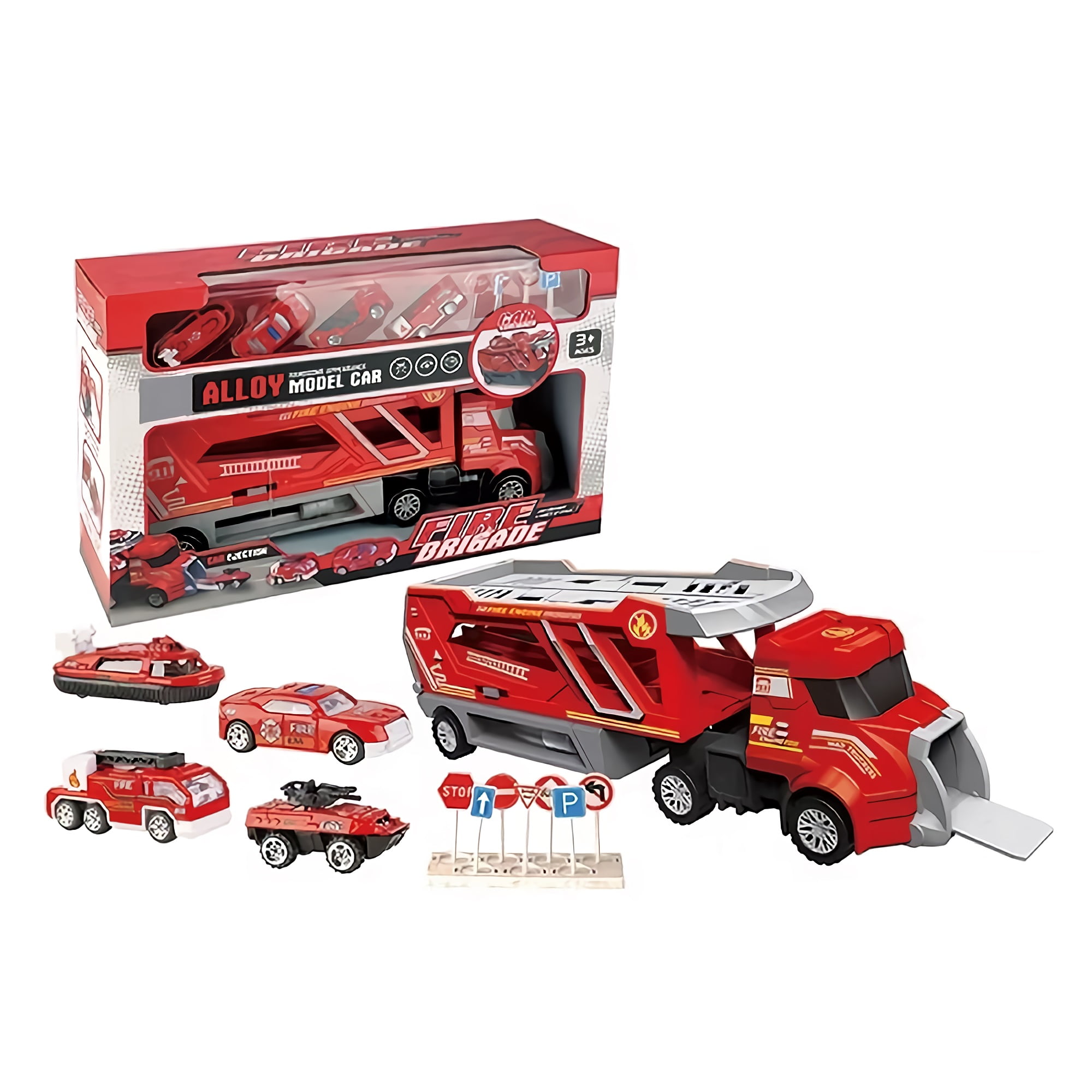 Intexca Die-Cast Fire Engine Truck Set – Mini Rescue Emergency Vehicle ...