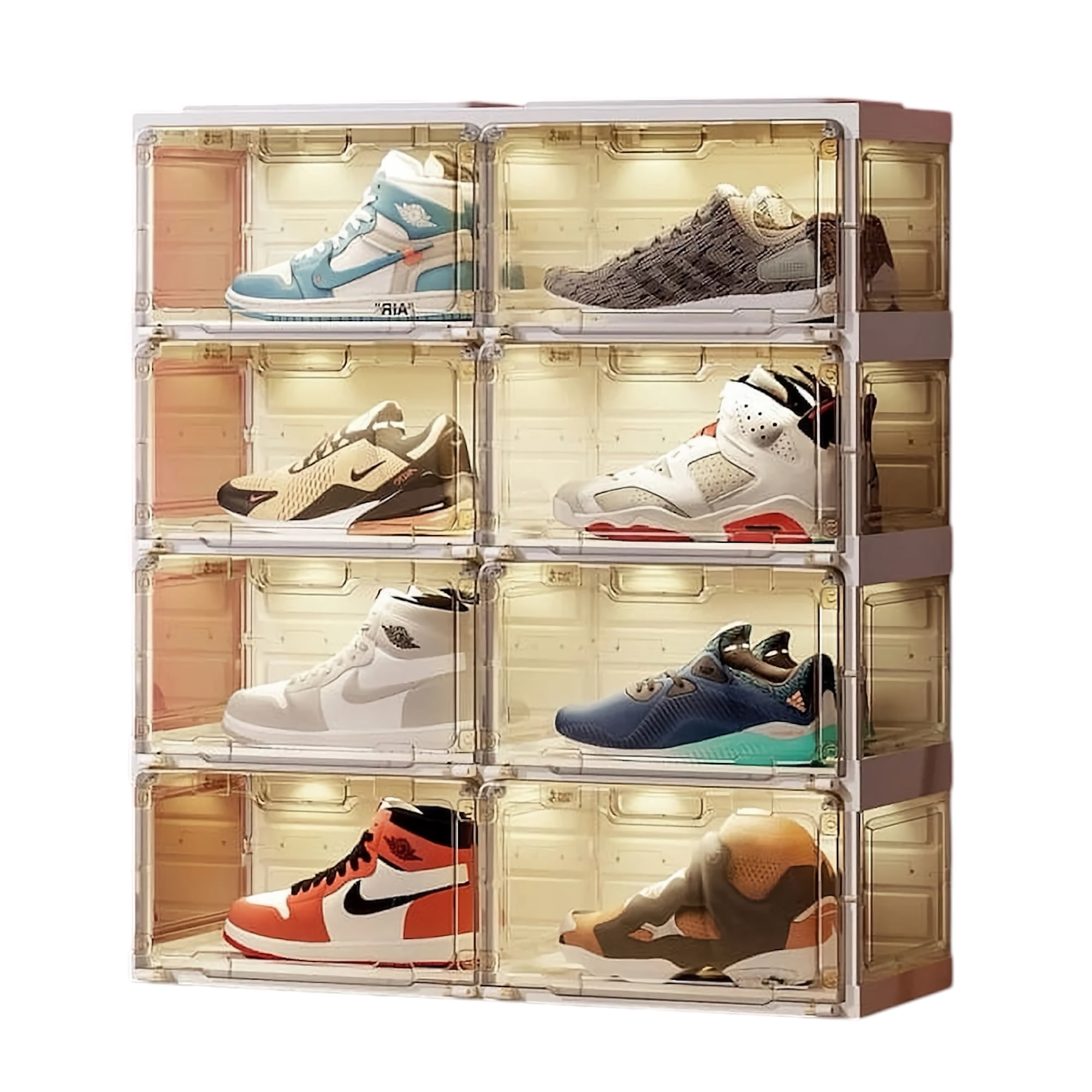 Intexca LED Shoe Box with Sound-Control Lights, 4-Layer Organizer, 8 ...