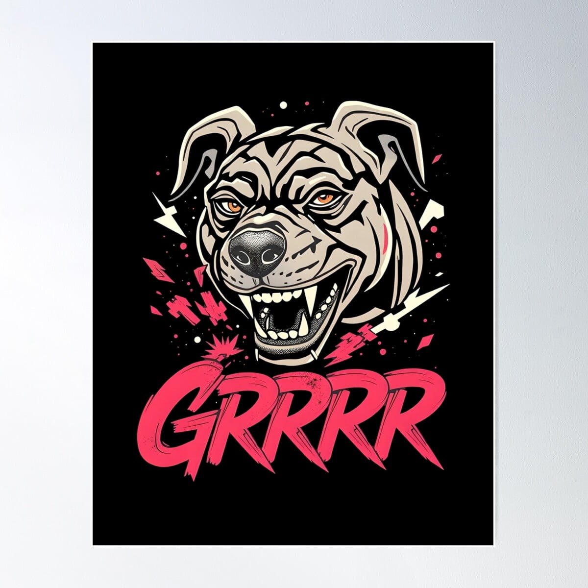 Intimidating Pitbull Growl Â€“ Fierce Dog Logo Poster Wall Art, Modern ...