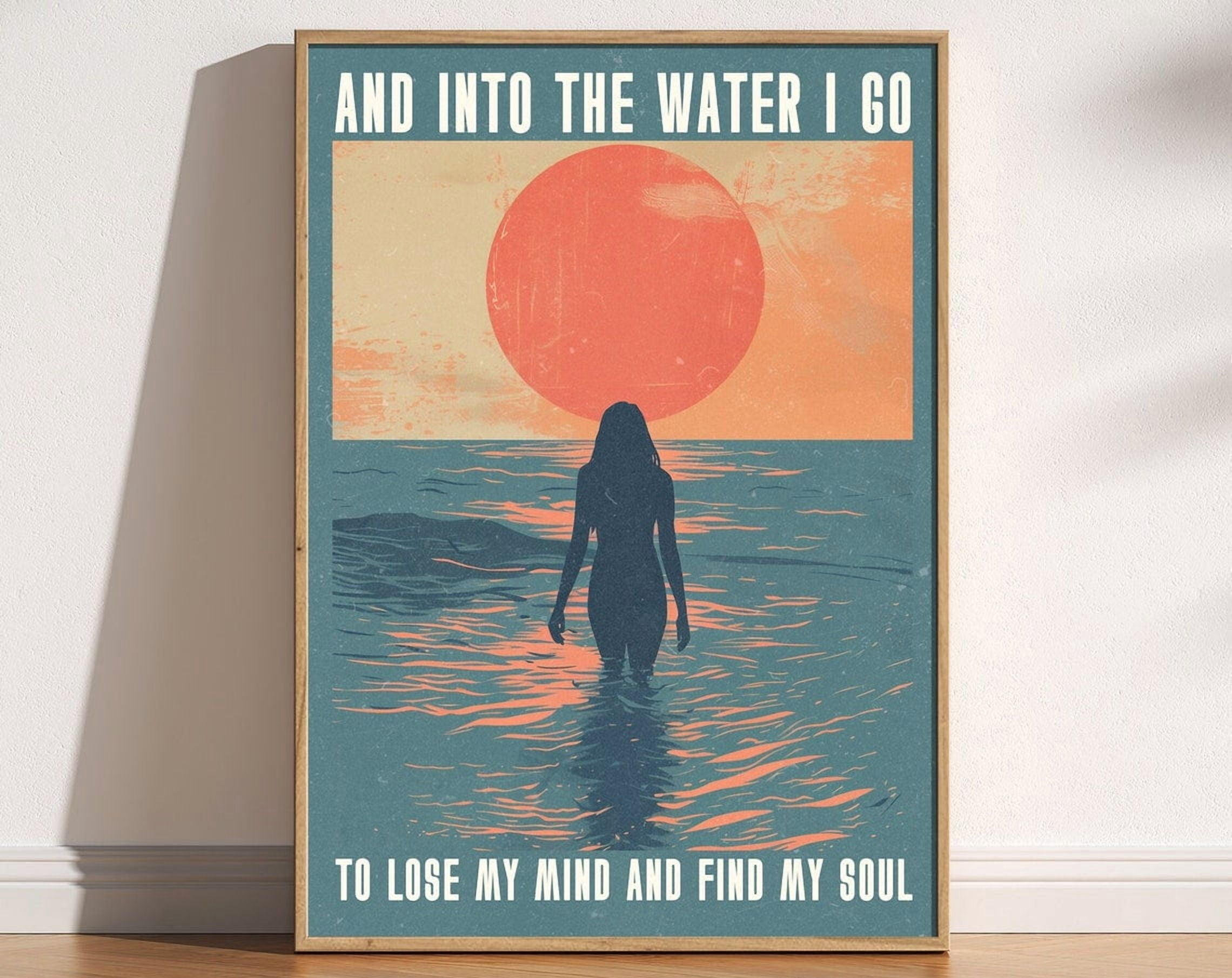 Into The Water I Go Print Vintage Retro Style Relaxing Poster Ocean ...