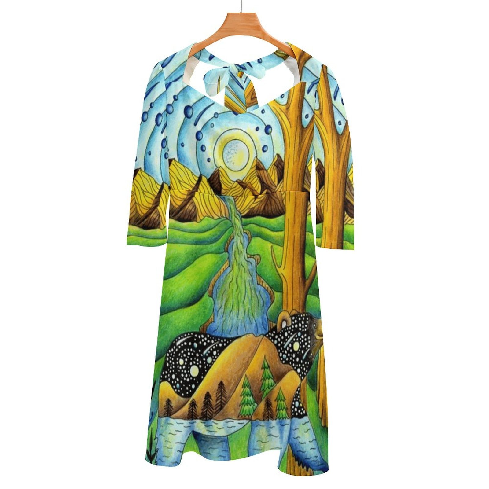 Into The Wild Bear Back Lacing Backless Dress Square Neck Dress Fashion ...