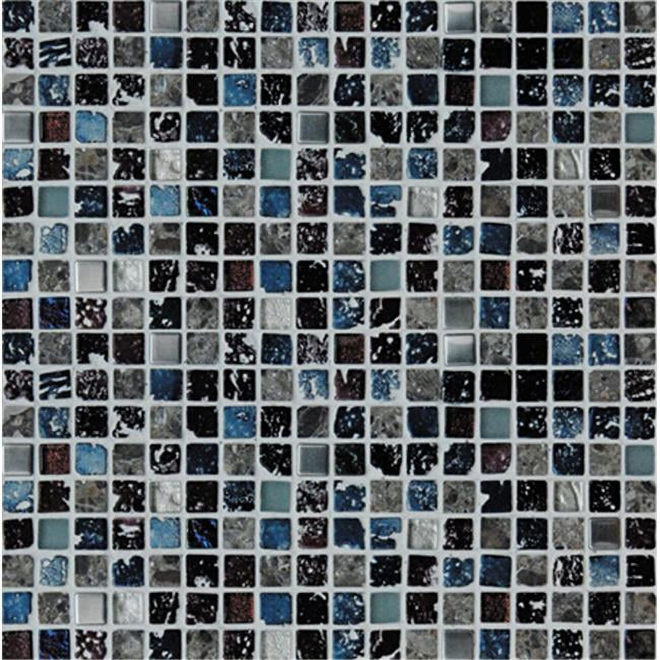 Intrend Tile .62 x .62 Hand Color Stone And Metal Square Blue- Sliver ...