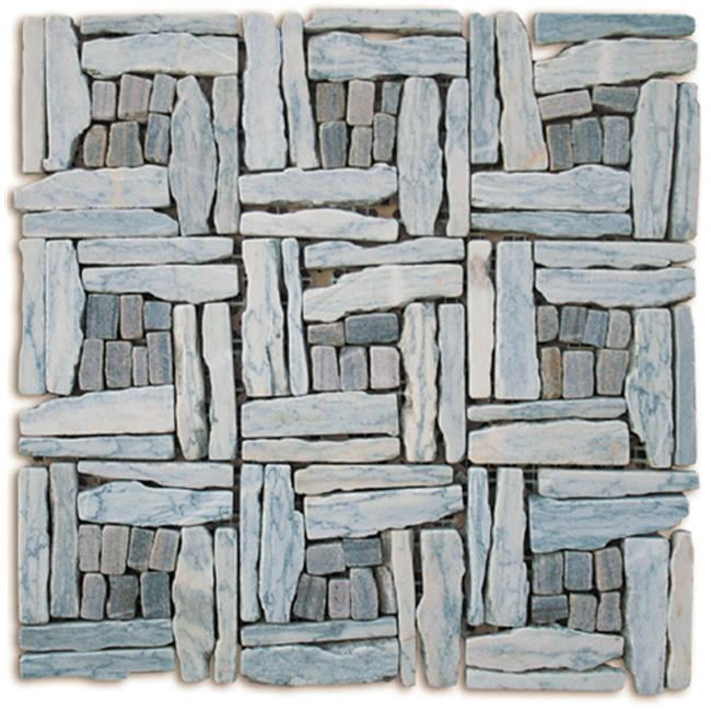 Intrend Tile BSKWV-NAT-LSC-COOL-DKGRY Mixed Basket Wave Natural Stone ...