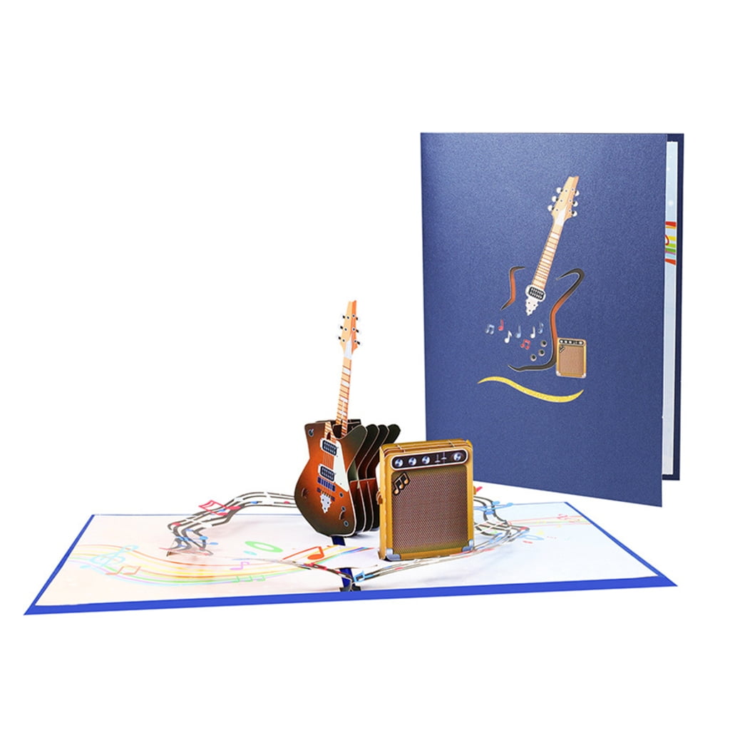 Intricate 3D Guitar Popup Card Write Personalize Messages for Any ...
