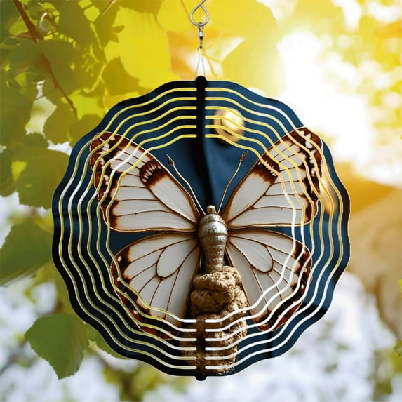 Intricate Butterfly Metal Wind Spinner & Chime - Stunning Brown & White ...