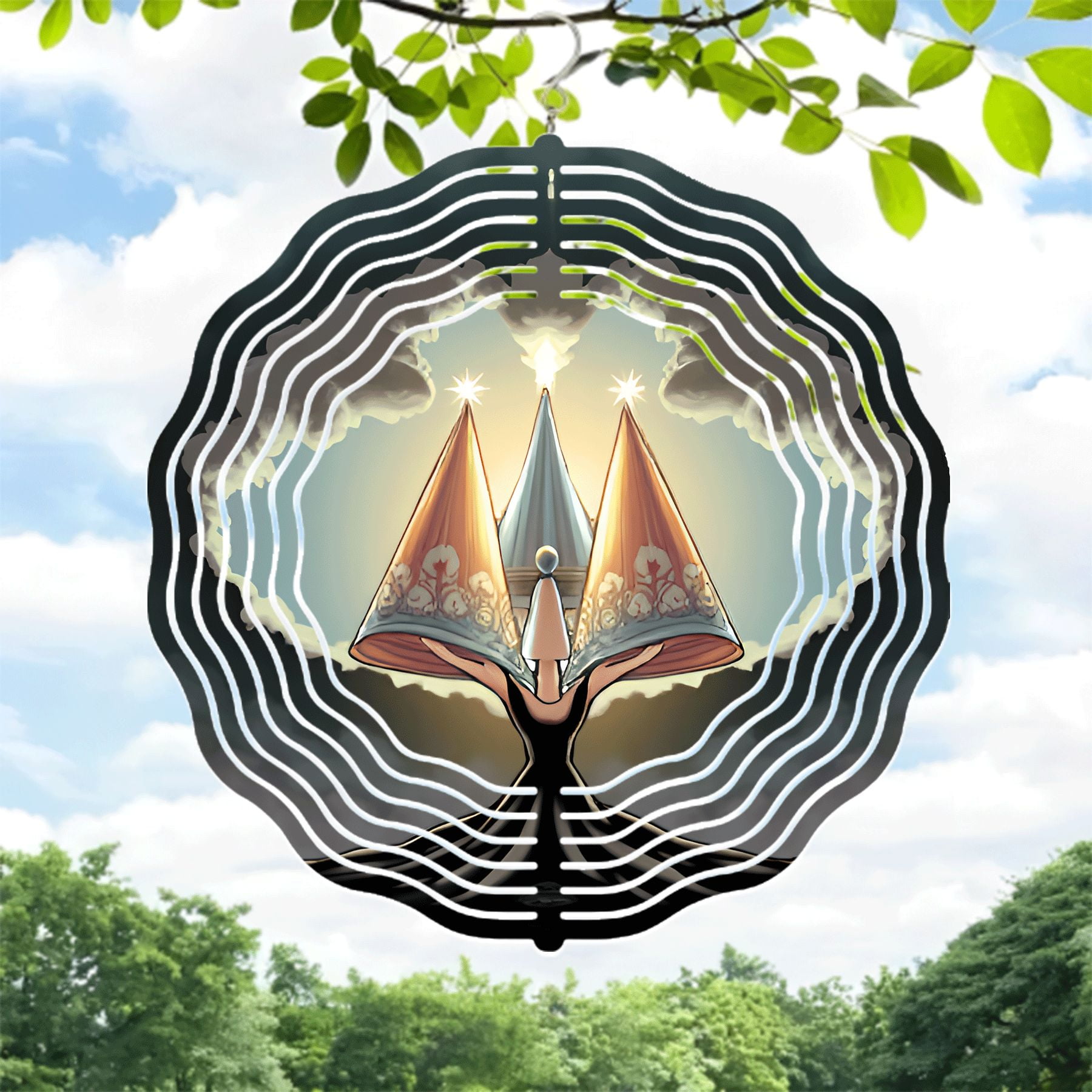 Intricate Conical Tent Design Metal Hanging Wind Spinners & Chimes ...