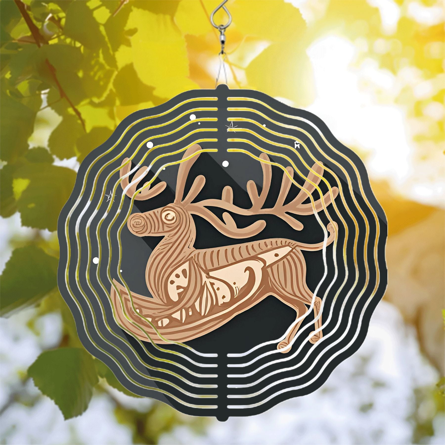 Intricate Deer Design Metal Wind Spinner & Chime - Decorative Patterns ...
