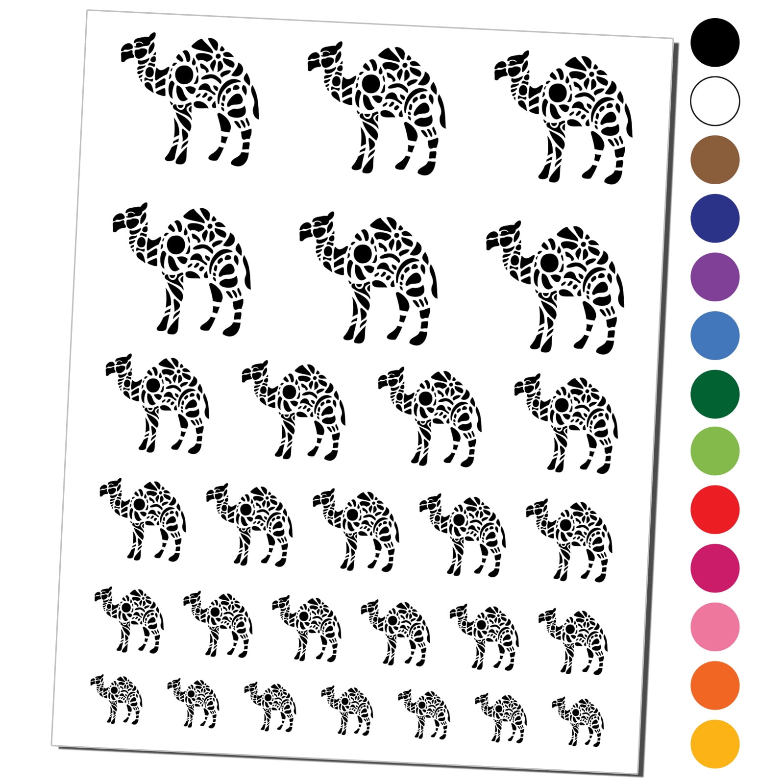 Intricate Dromedary Arabian Camel Water Resistant Temporary Tattoo Set ...