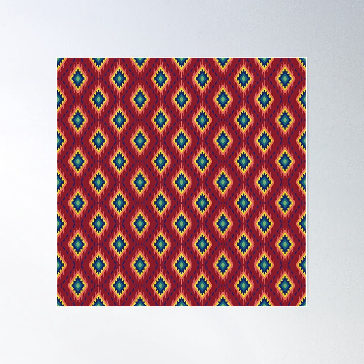 Intricate Geometric Pattern Featuring Repeating Diamond Shapes. Poster ...