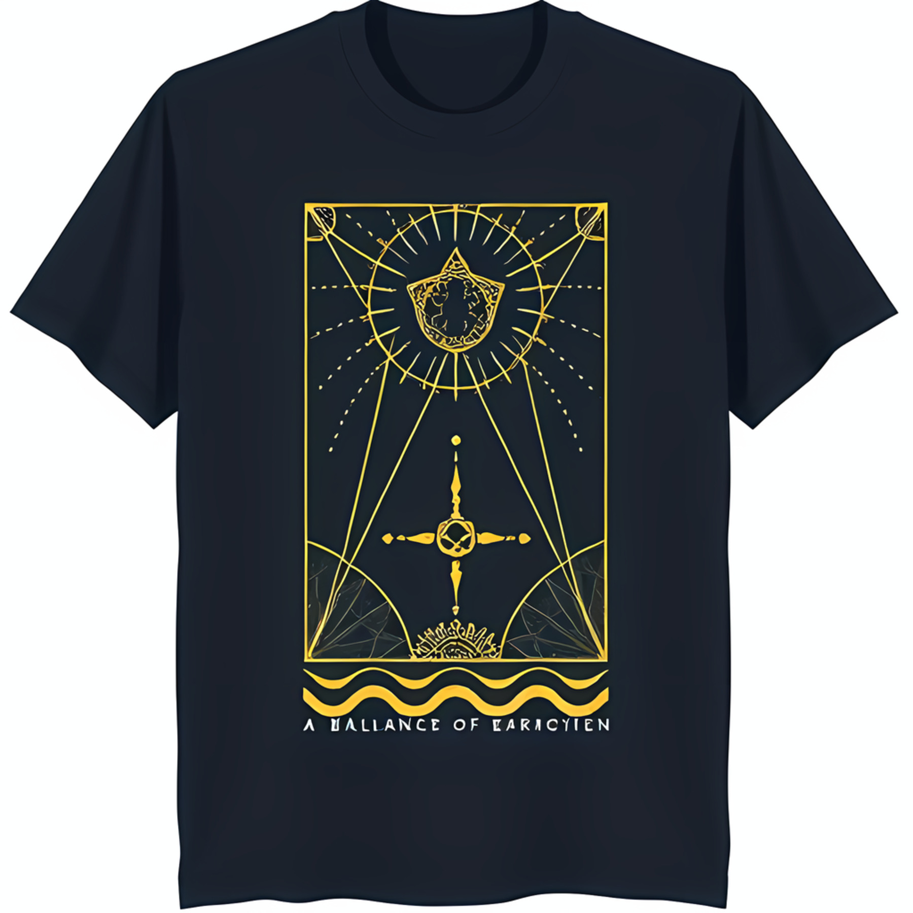 Intricate Gold & Star Chart Design on Dark T-Shirt Minimalist Style ...