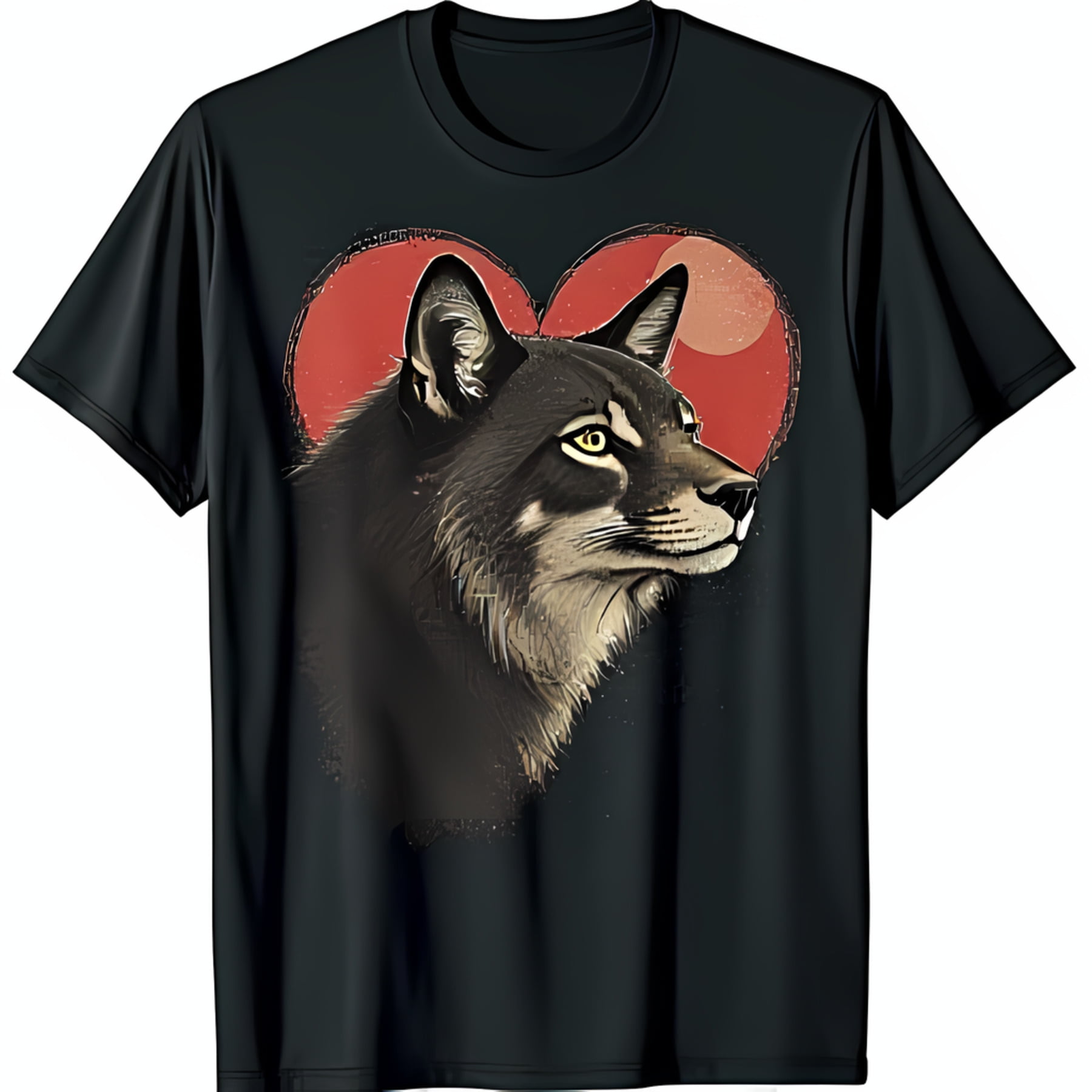 Intricate Graphic Black T-Shirt with Bold Red Heart Design - Walmart.com