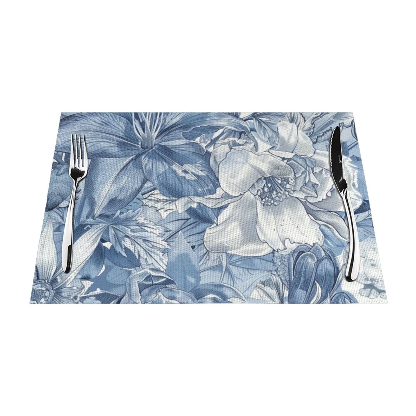 Intricate Illustration in of Blue and Table mat can be wiped, dinner ...