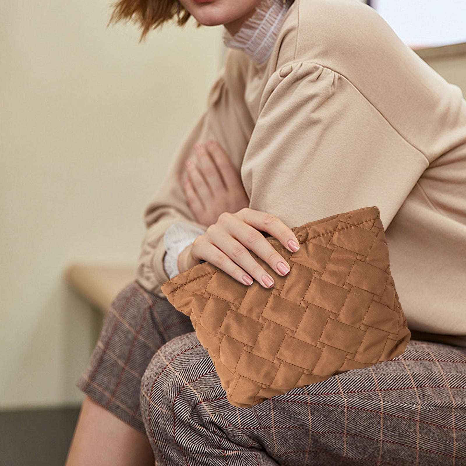 Intricate Knit Pattern Cosmetic Bag | Striped Color-Blocked Makeup ...