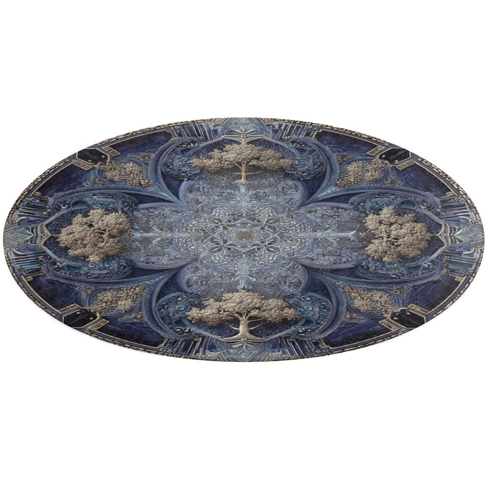 Intricate Mandala Tree of Life Rugs Trea Rugs Not-Slip Round Rugs Area ...